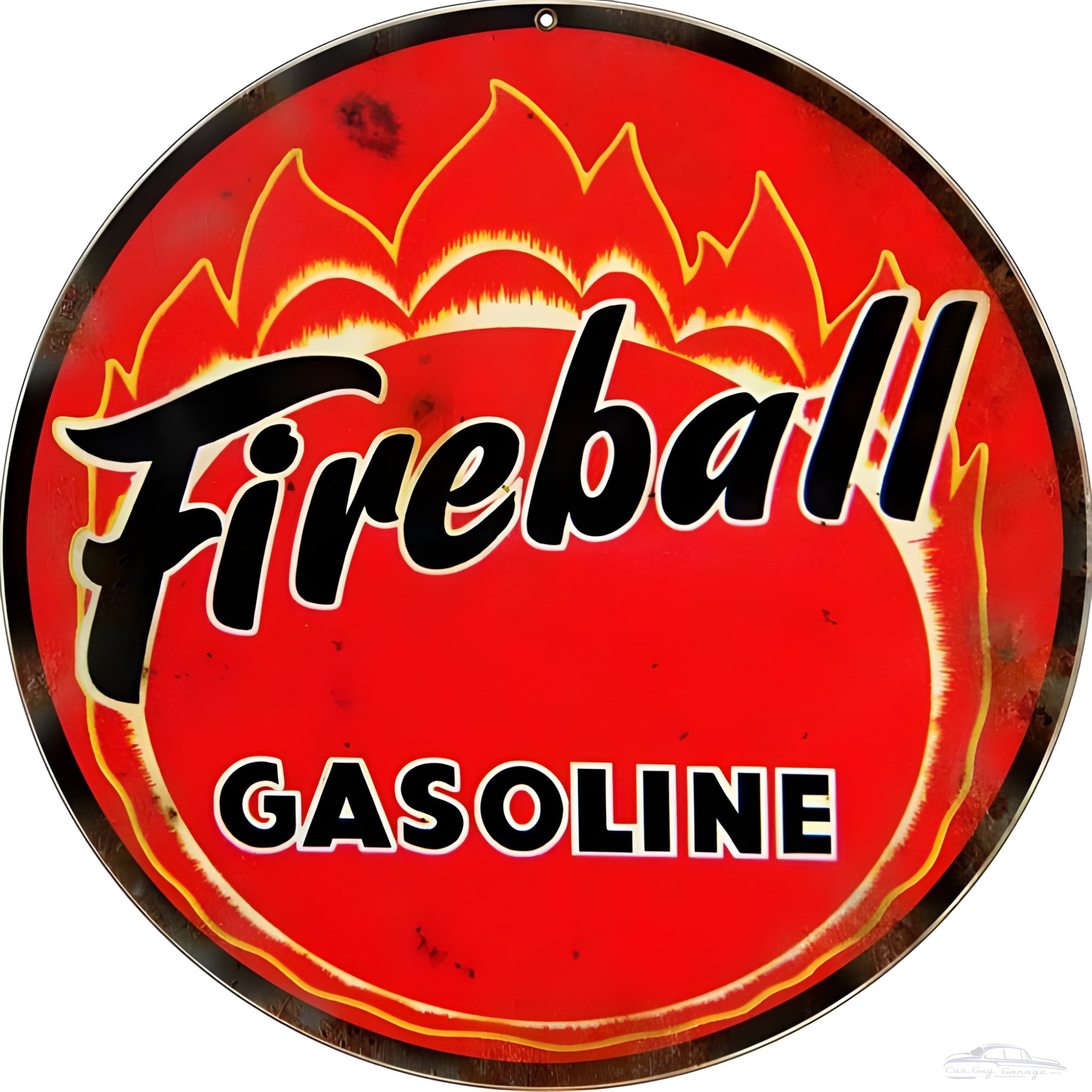 Fireball Gasoline Metal Sign - 14" Round