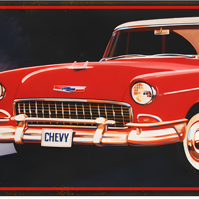 1955 Chevy Bel Air Front End Metal Sign - 12" x 18"