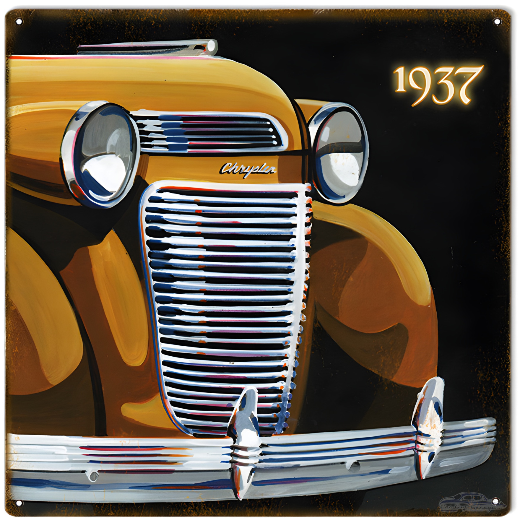 1936 Chrysler Front End Metal Sign - 12" x 12"