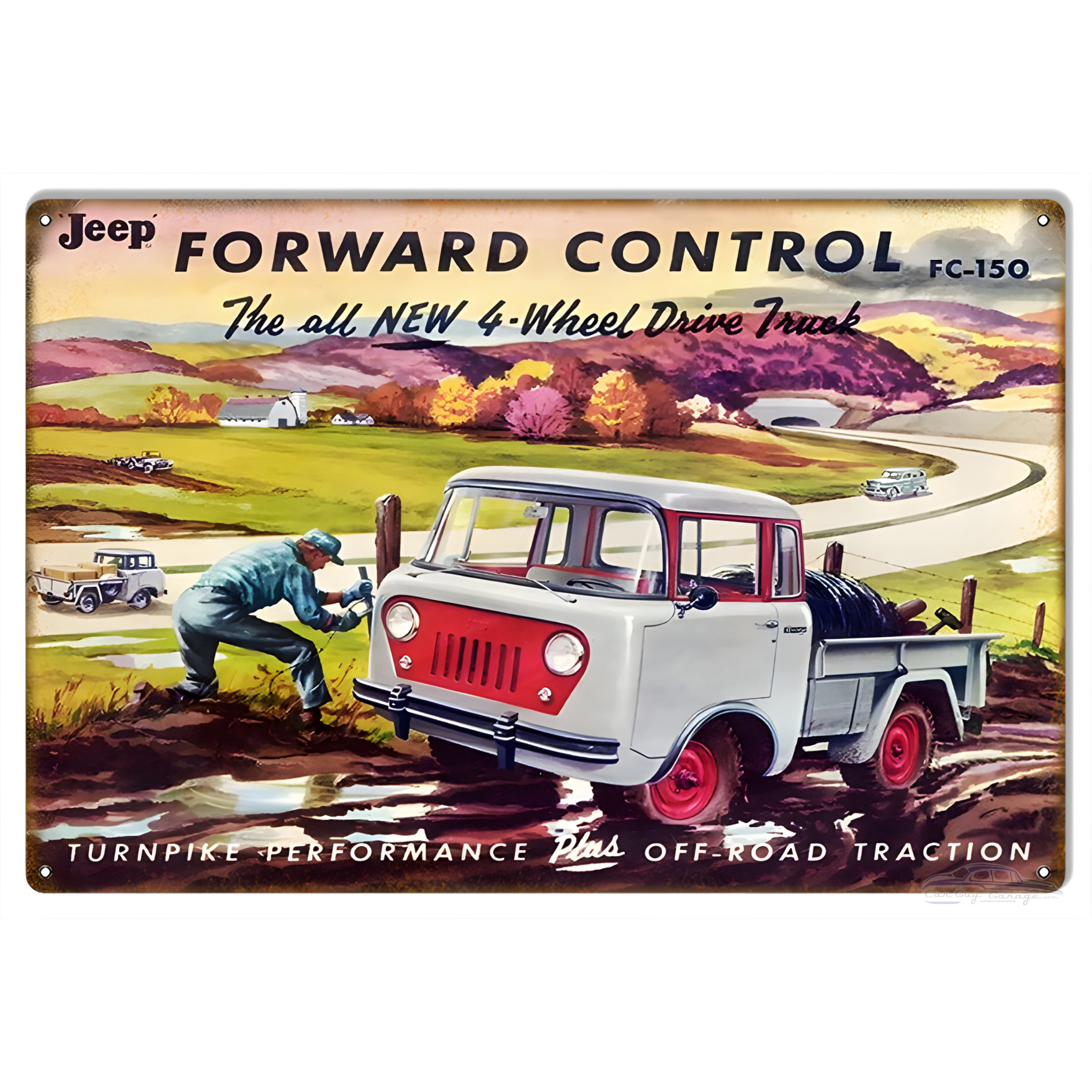 Jeep Forward Control Metal Sign - 12" x 18"