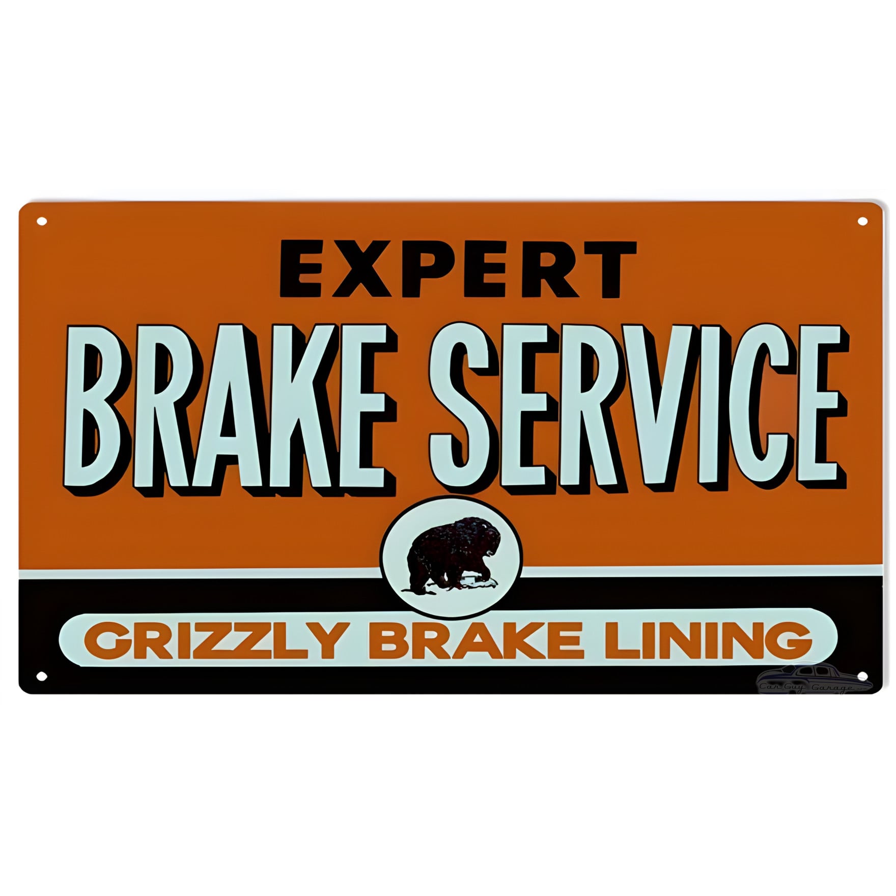 Grizzly Brake Lining Metal Sign - 8" x 14"