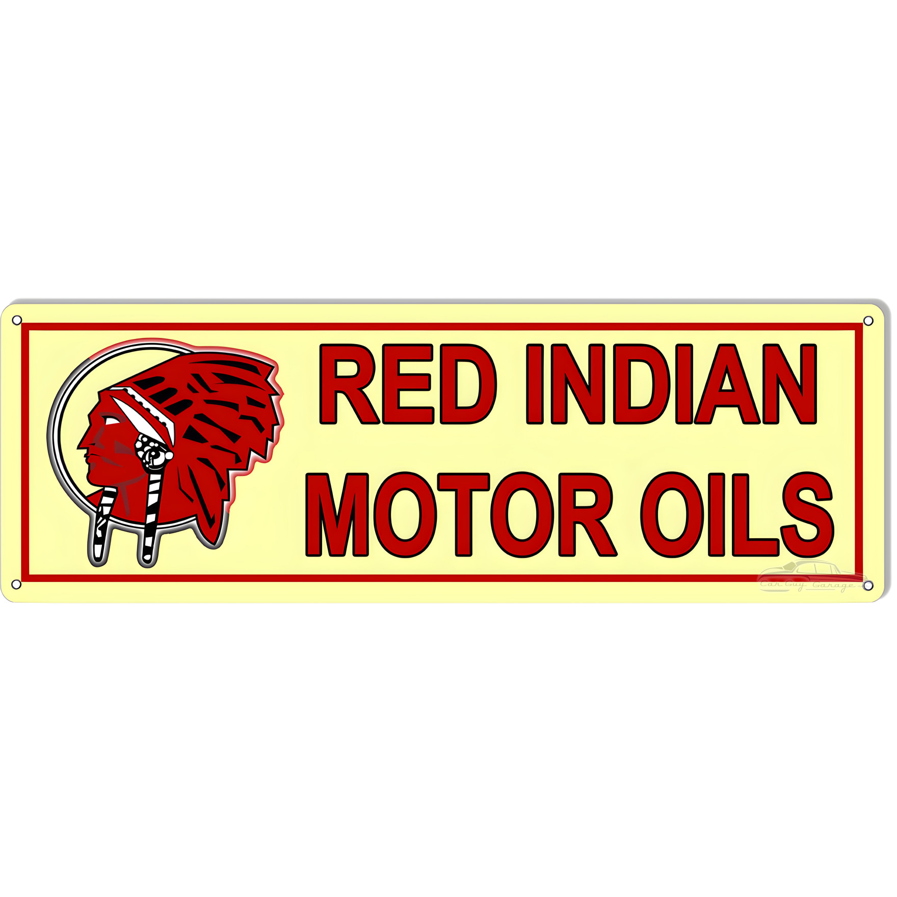 Red Indian Motor Oils Metal Sign - 6" x 18"