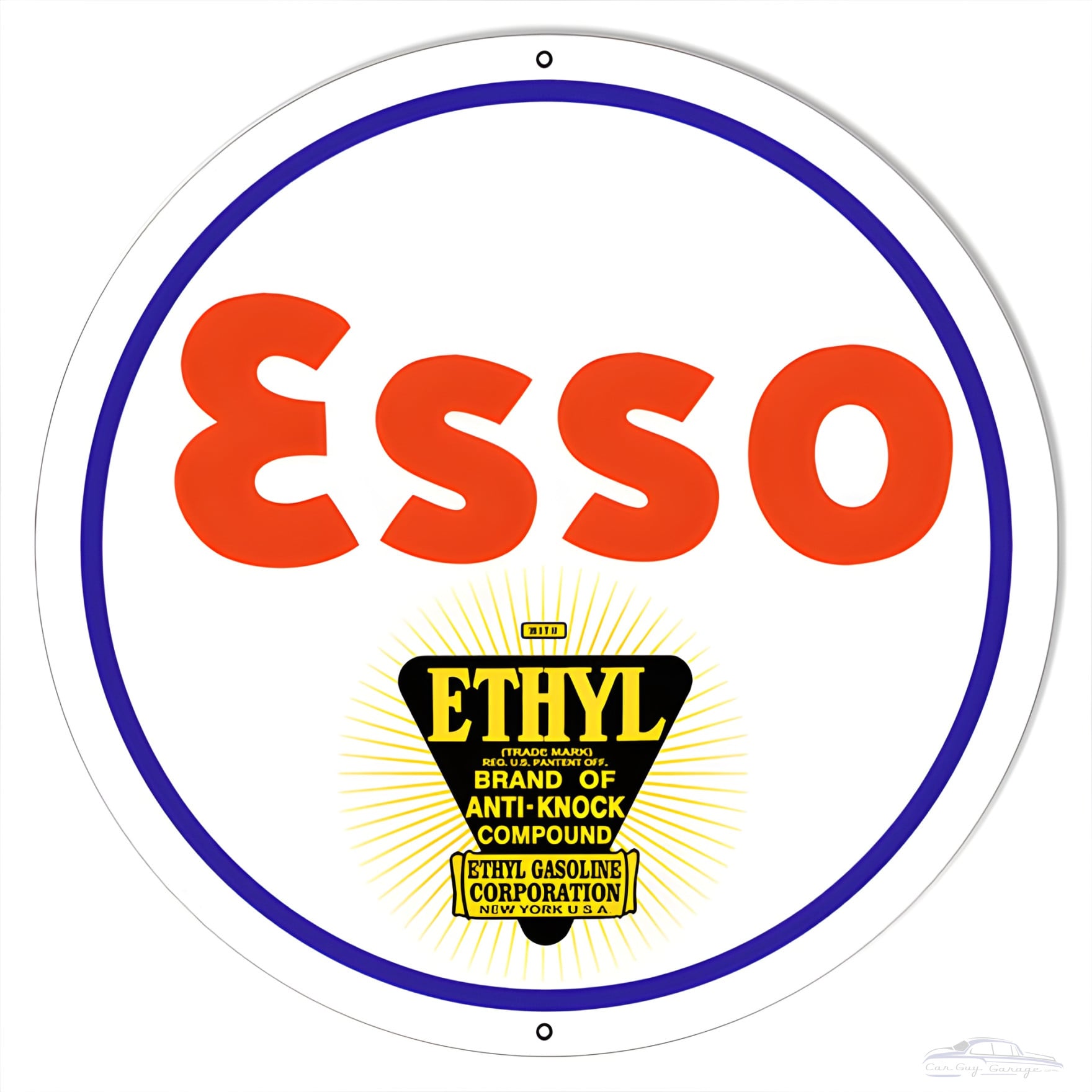 ESSO Ethyl Motor Oil Metal Sign - 24" Round