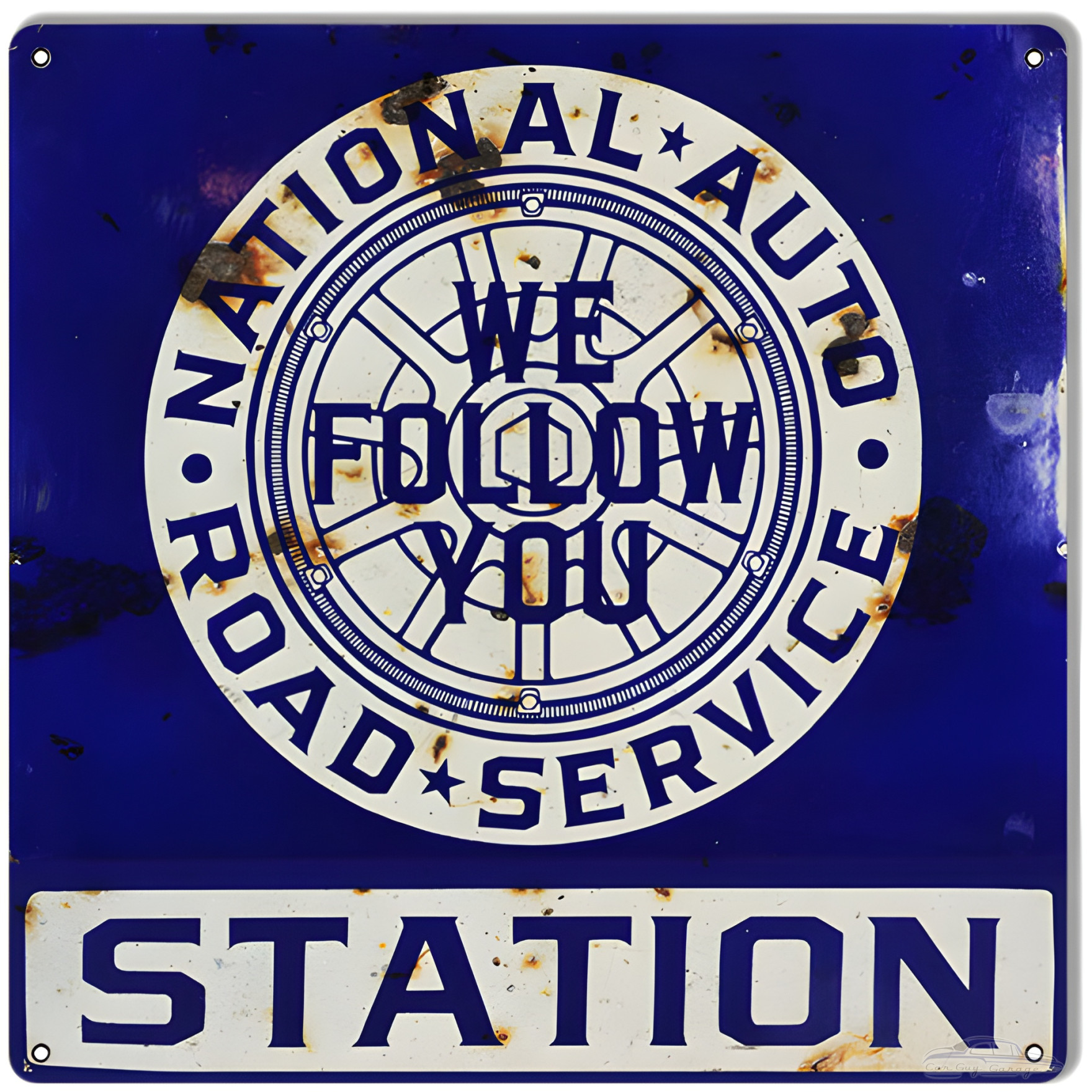 National Auto Road Service Gas Station Metal Sign - 12" x 12"