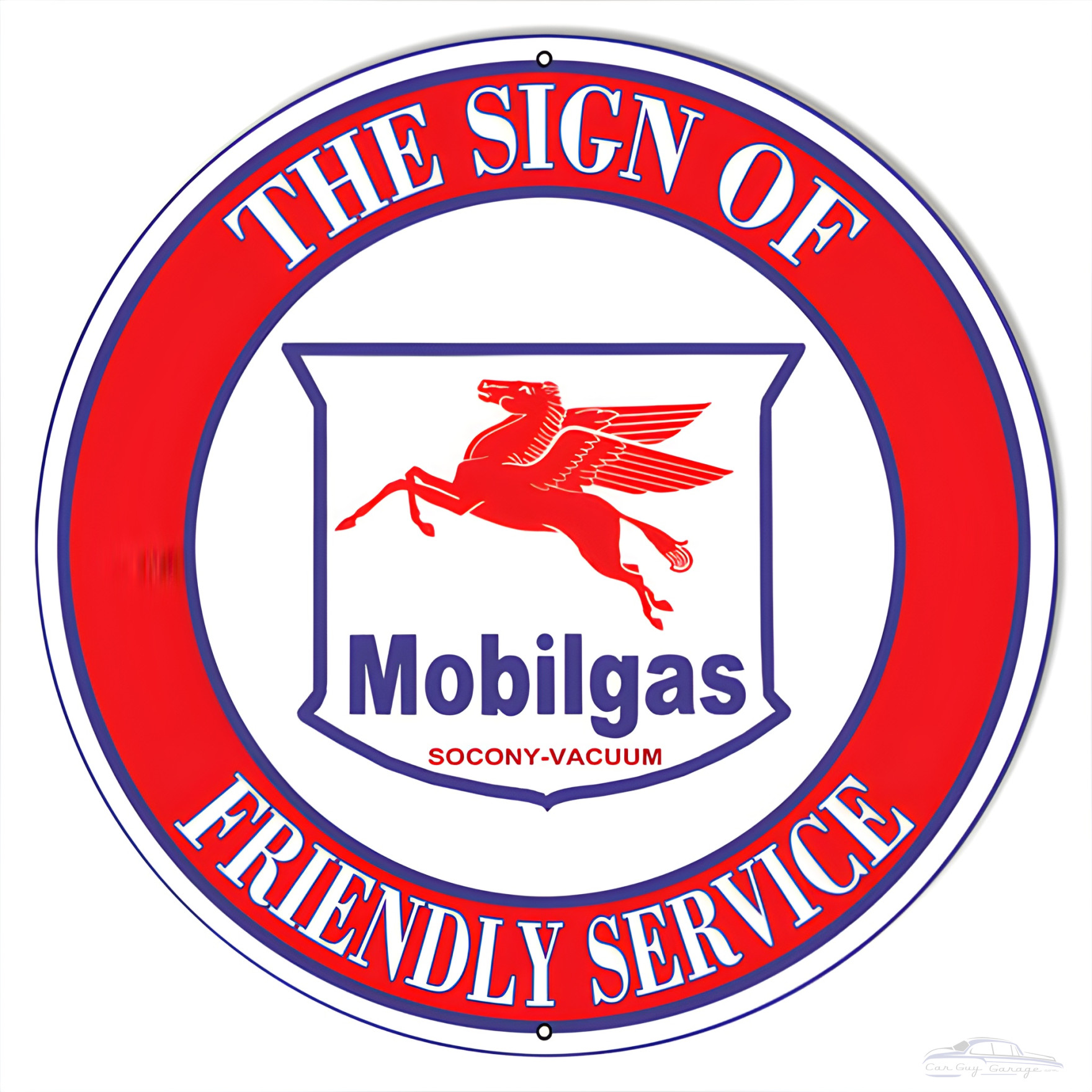 Mobil-gas The Sign of Friendly Service Metal Sign - 18" Round
