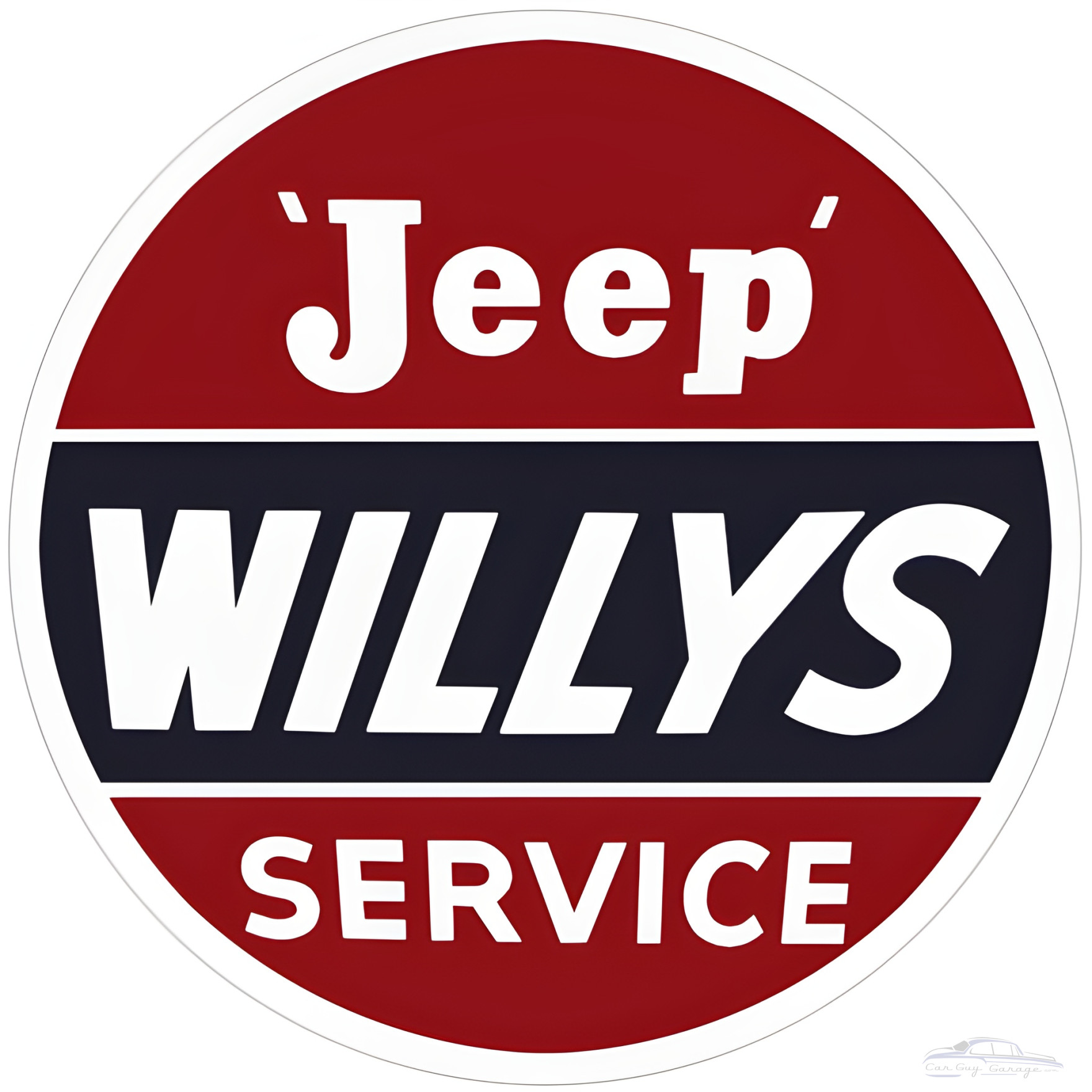 Jeep Willys Service Metal Sign - 14" Round