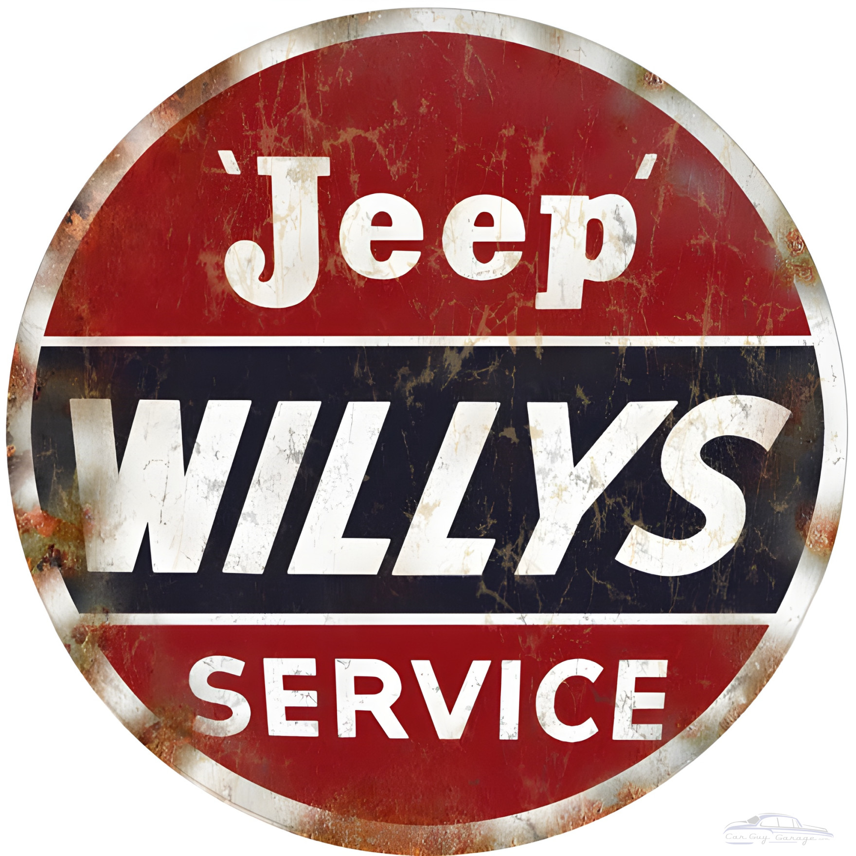 Willys Jeep Service Metal Sign - 30" Round