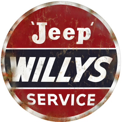 Willys Jeep Service Metal Sign - 30" Round