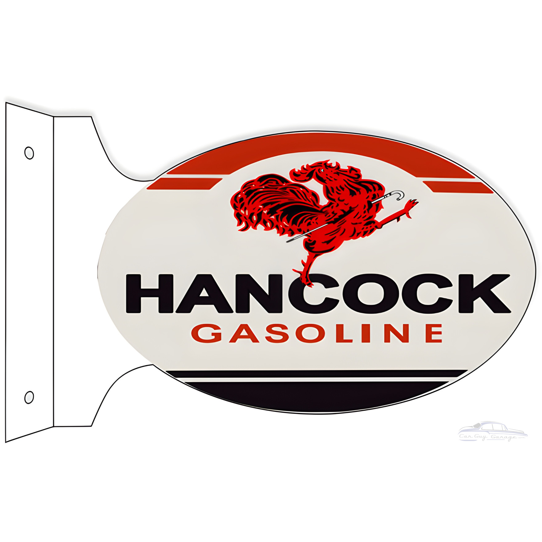 Hancock Gasoline Double Sided Flange Metal Sign - 12" x 18"