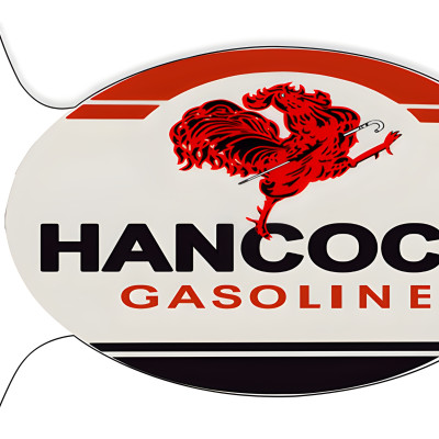 Hancock Gasoline Double Sided Flange Metal Sign - 12" x 18"