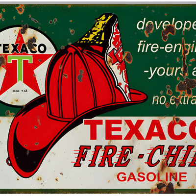 Texaco Motor Oil Fire Engines Metal Sign - 16" x 24"