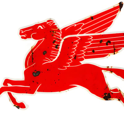 Mobil Pegasus Flying Horse Metal Sign - 35.5" x 25.75"