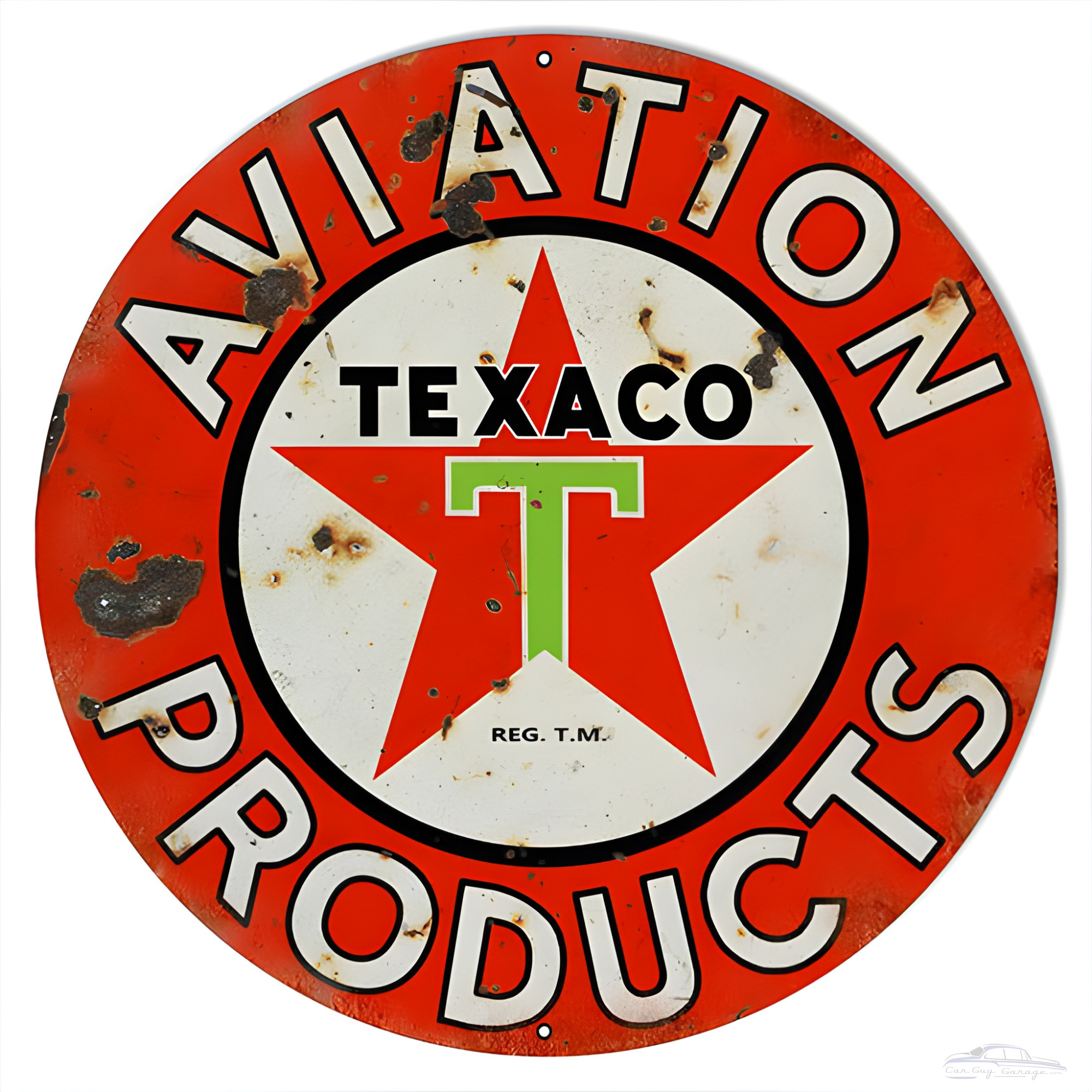 Distressed Aviation Texaco Gas Station Metal Sign - 18" Round