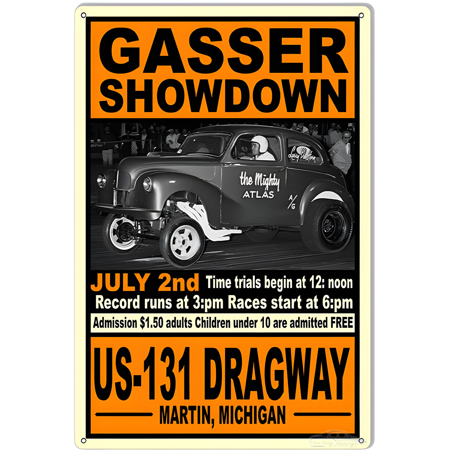 Gasser Showdown US-131 Dragway Motor Speedway Metal Sign - 12" x 18"
