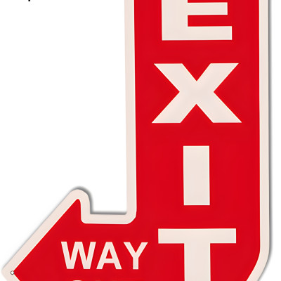 Left Exit Way Out Metal Sign - 15" x 23"