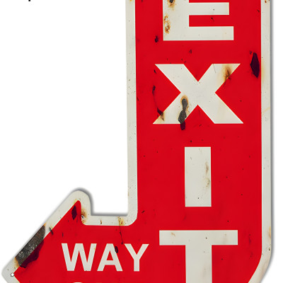 Distressed Left Exit Way Out Metal Sign - 15" x 23"
