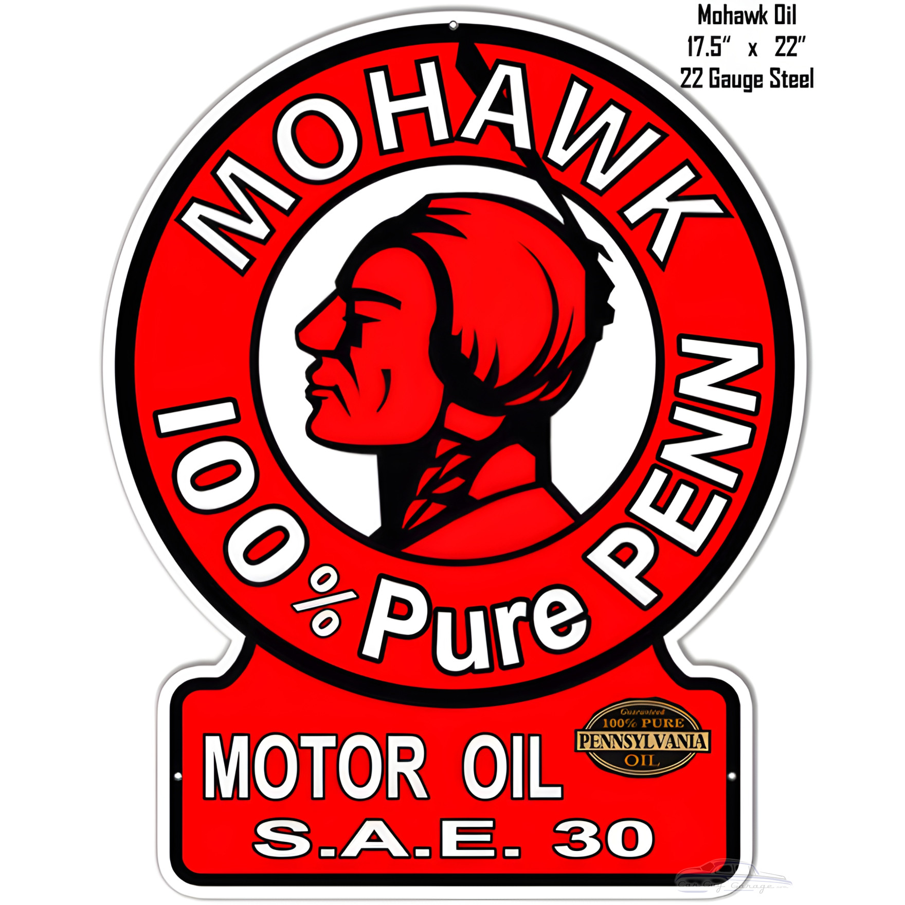 Mohawk 100% Pure Motor Oil Metal Sign - 17.5" x 22"