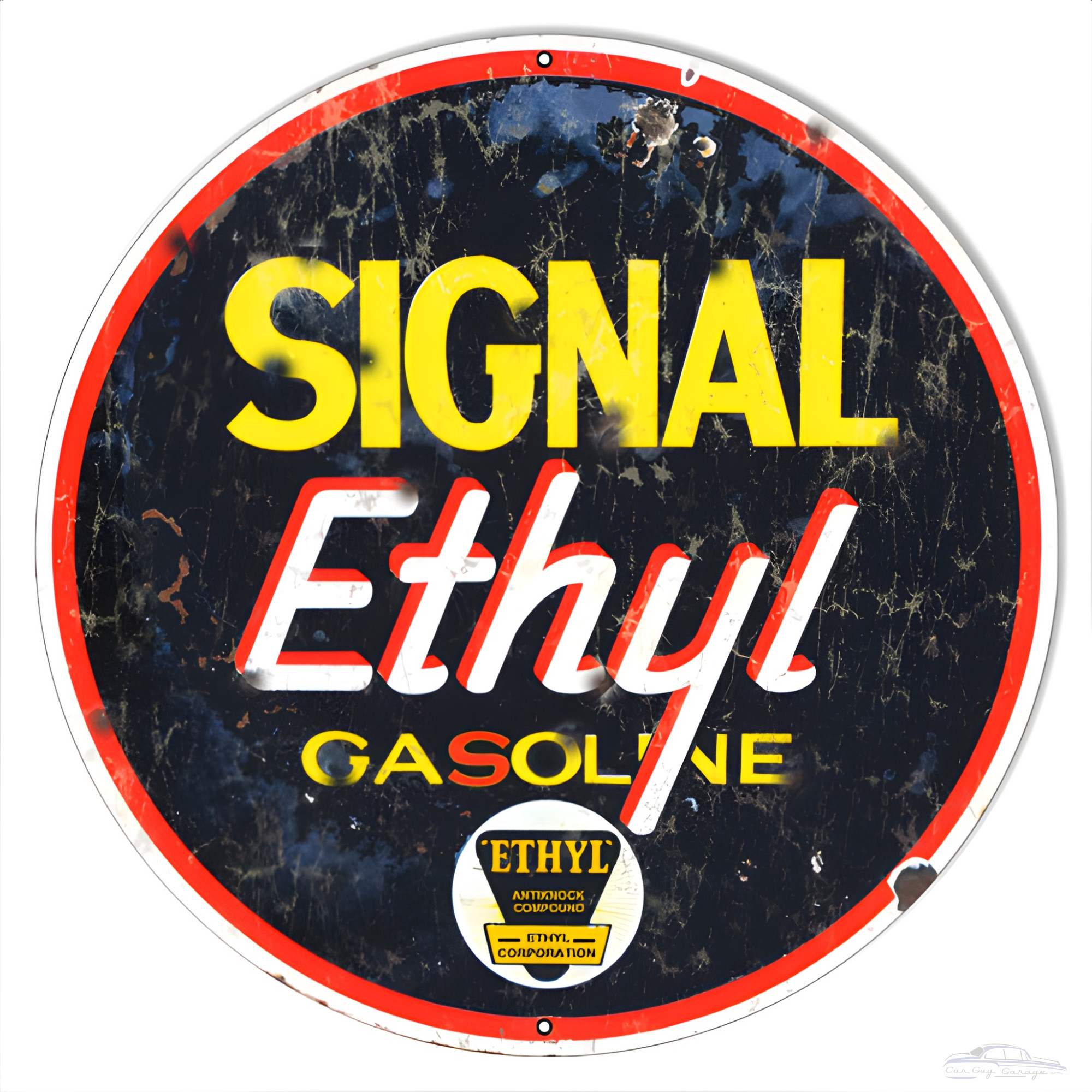 Signal Ethyl Reproduction Motor Oil Metal Sign - 14" Round