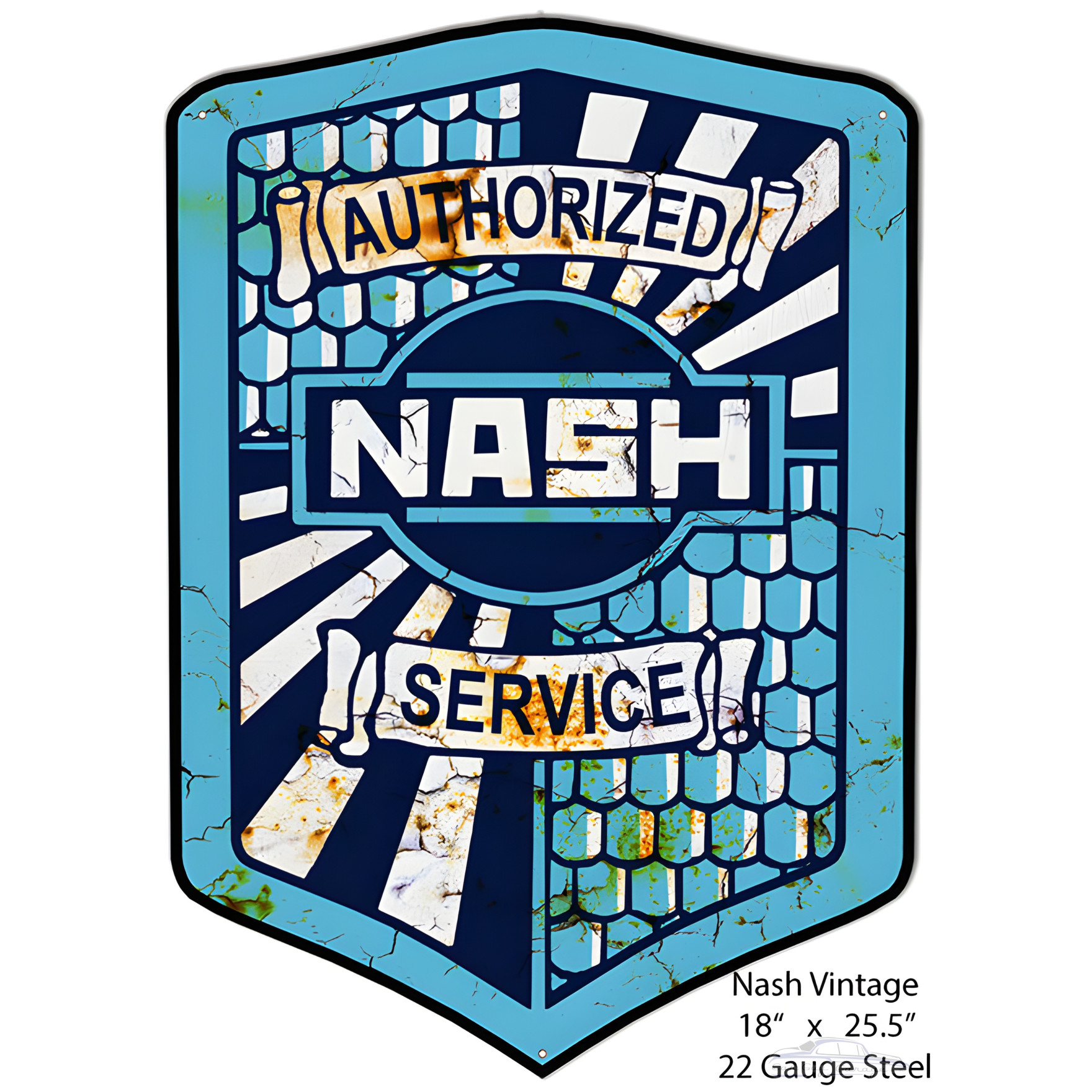 Nash Service Distressed Metal Sign - 18" x 25.5"