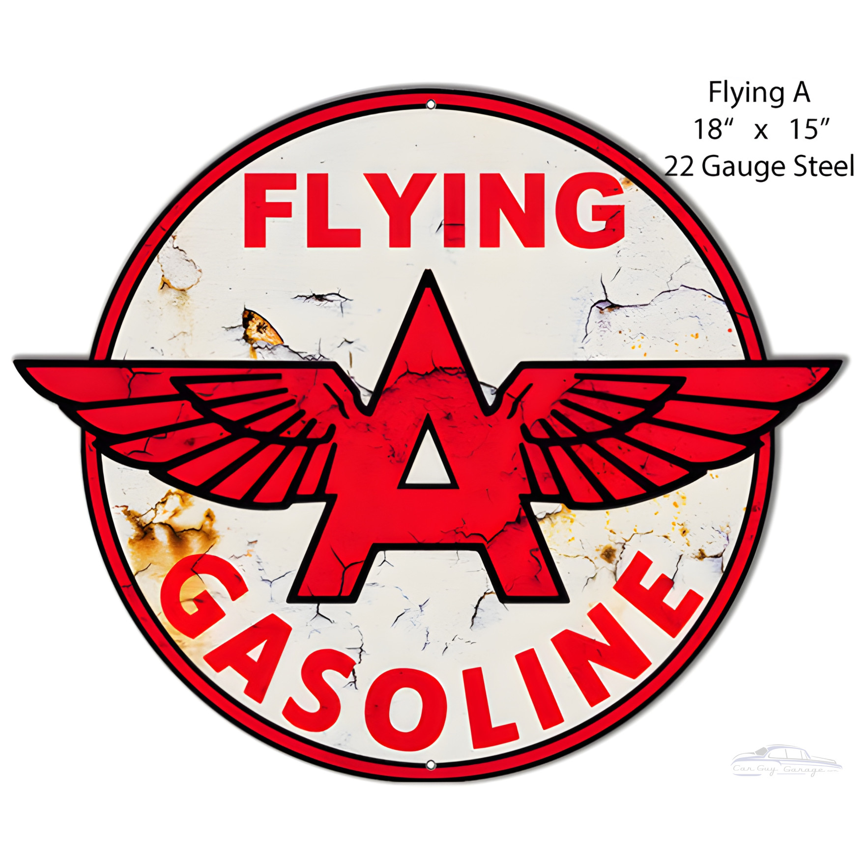 Flying A Gasoline Metal Sign - 15" x 18"