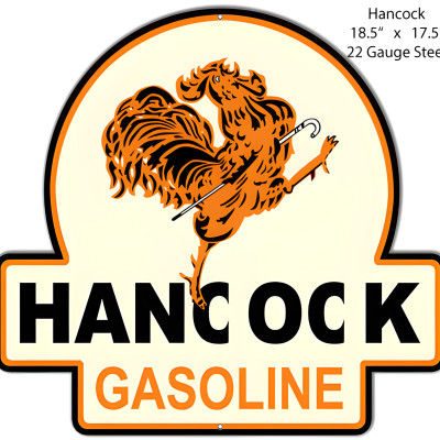 Hancock Gasoline Metal Sign - 18" x 19"