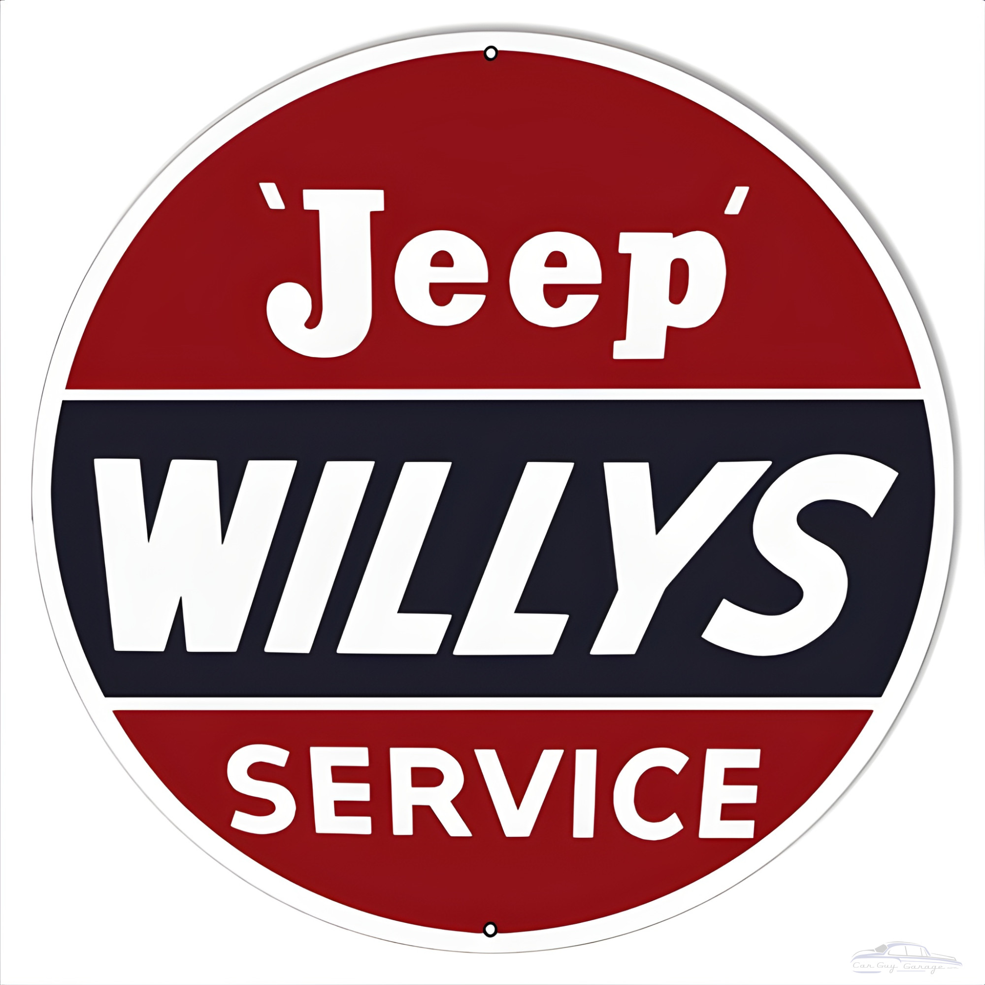 Jeep Willys Gas Station Metal Sign - 30" x 30" Round