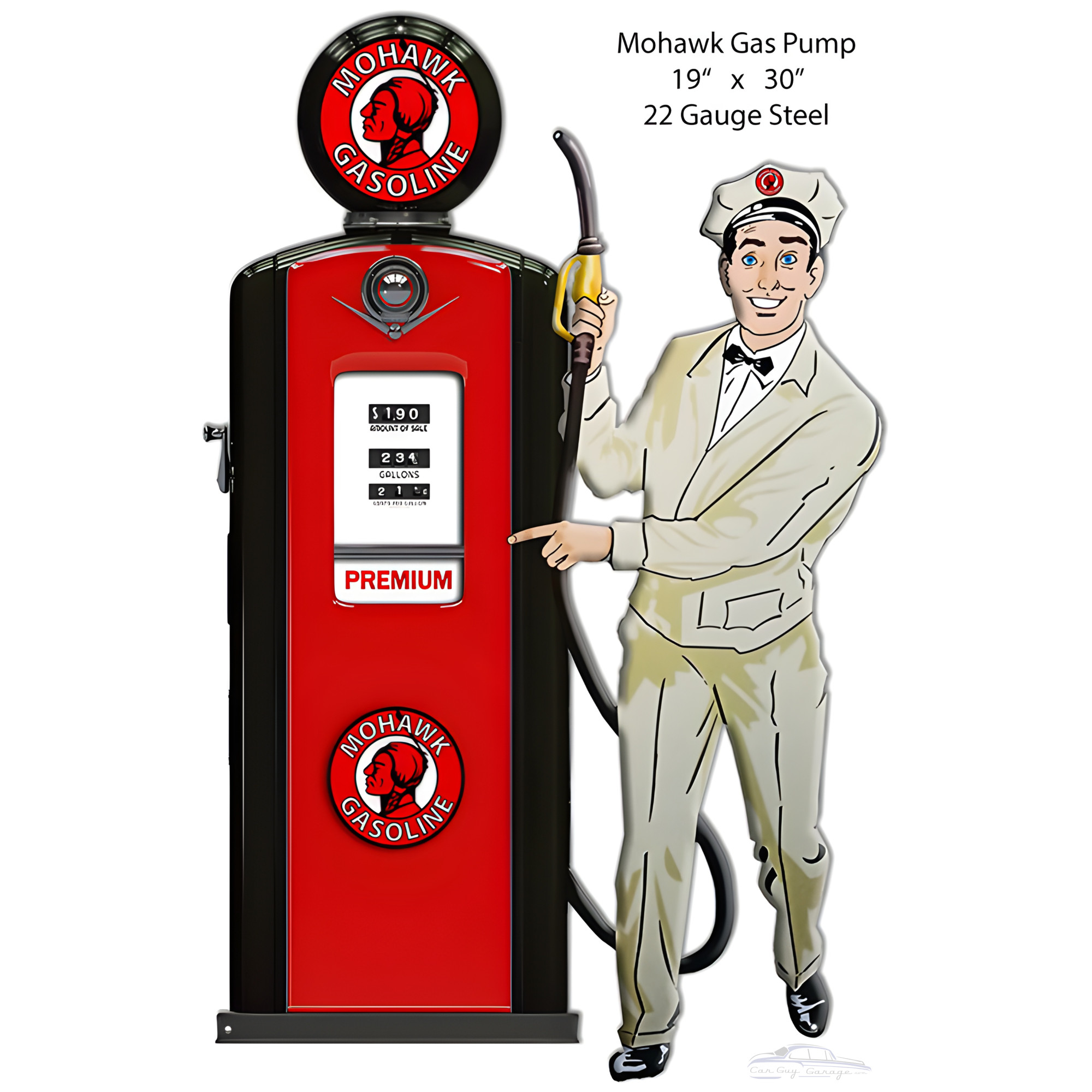 Mohawk Gas Pump Reproduction Metal Sign - 19" x 30"