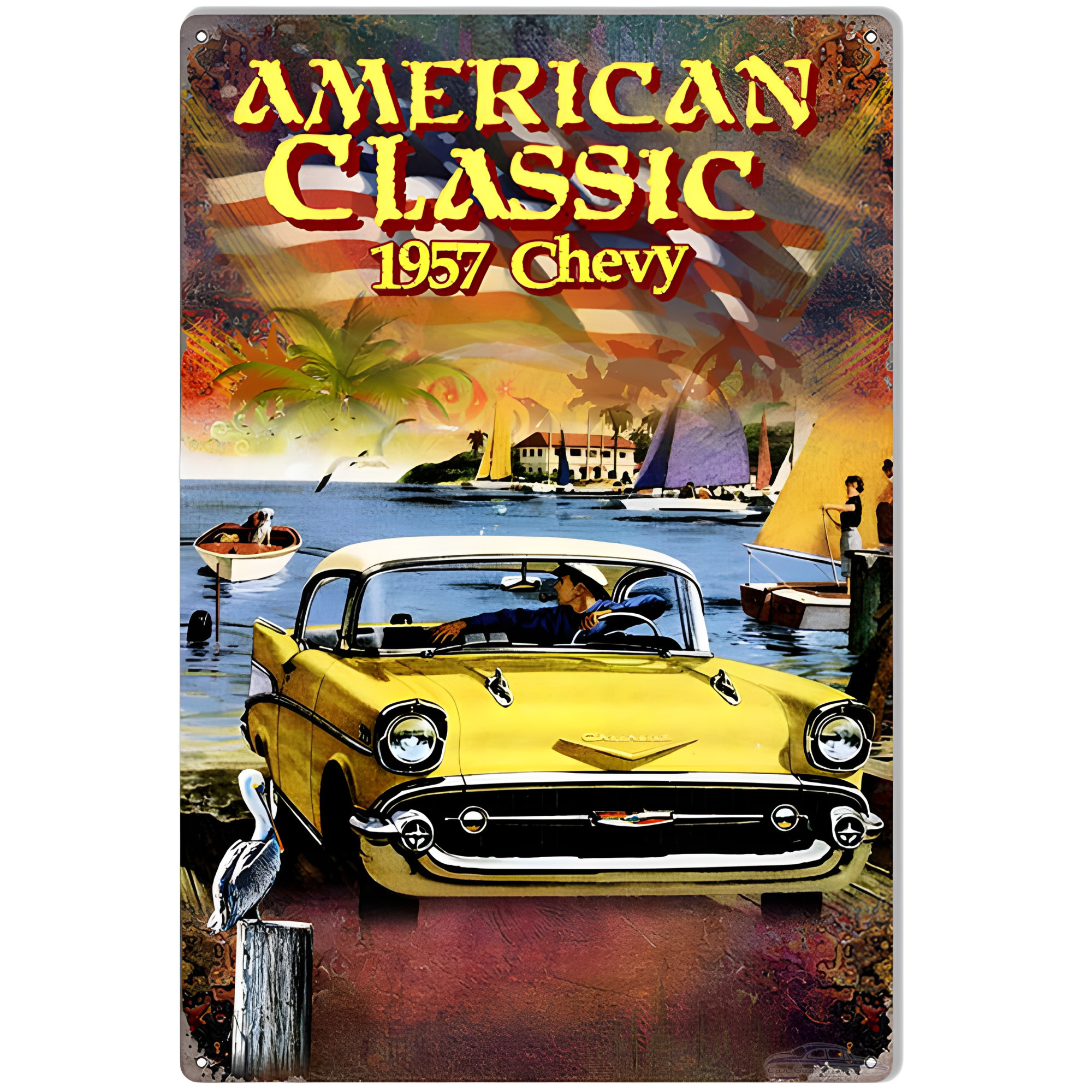 1957 Chevy Metal Sign - 12" x 18"