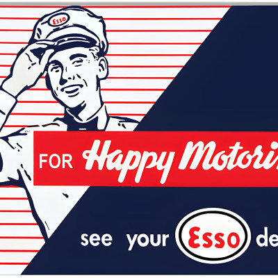 ESSO Happy Motoring Metal Sign - 12" x 18"