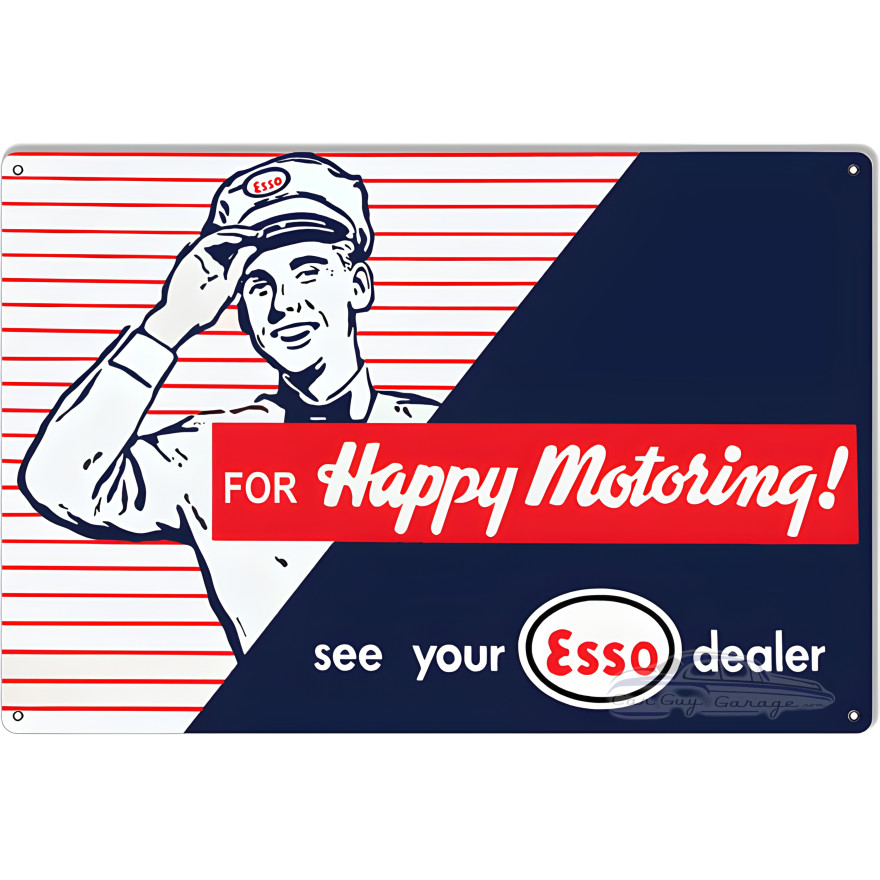 ESSO Happy Motoring Metal Sign - 12" x 18"