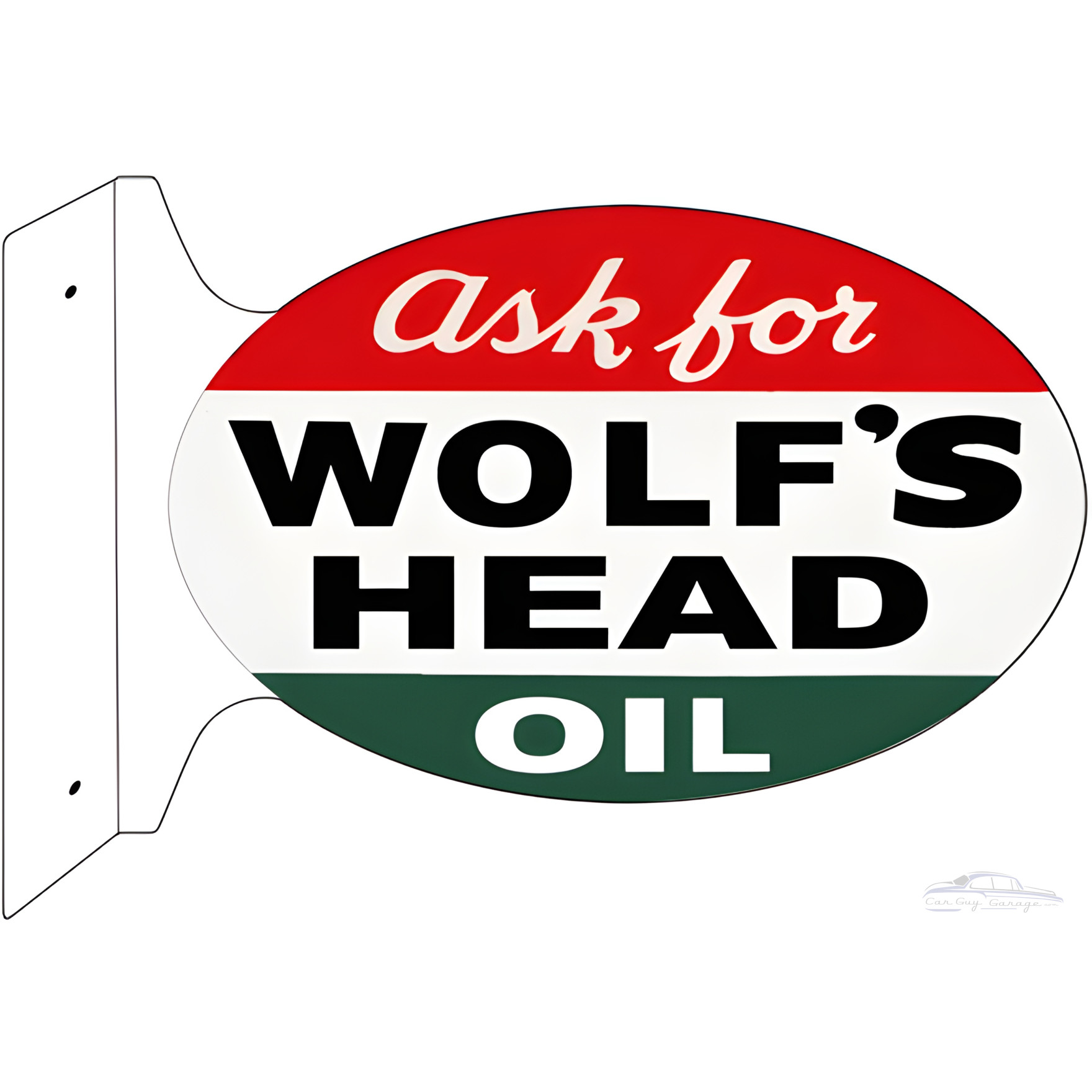 Wolf's Head Double Sided Flange Metal Sign - 12" x 18"