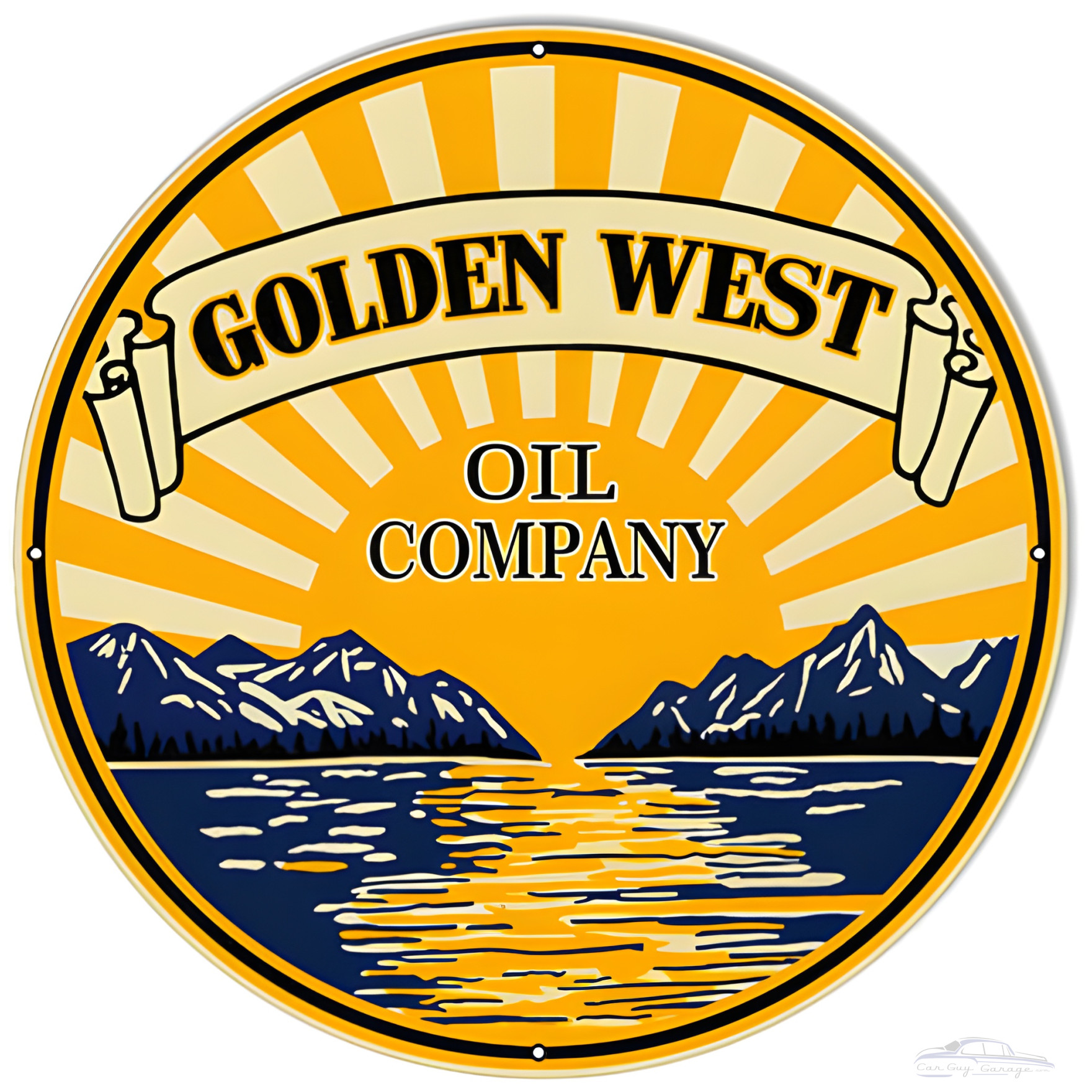 Golden West Motor Oil Metal Sign - 24" Round