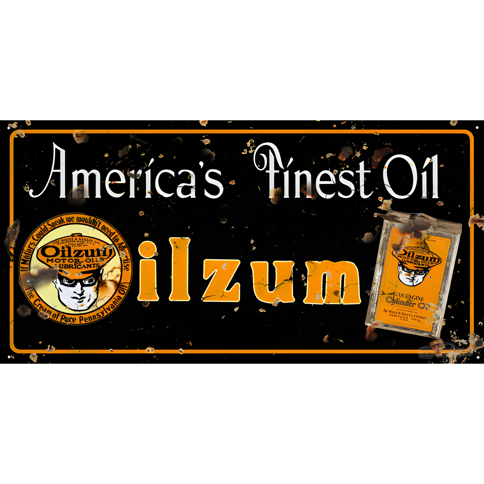 Oilzum Americas Finest Reproduction Aged Looking Metal Sign - 12" x 24"