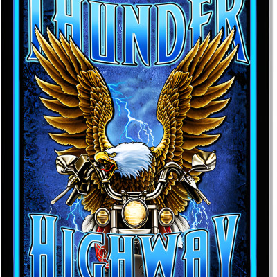 Motorcycle Thunder Highway Garage Shop Man Cave Metal Sign - 12" x 18"