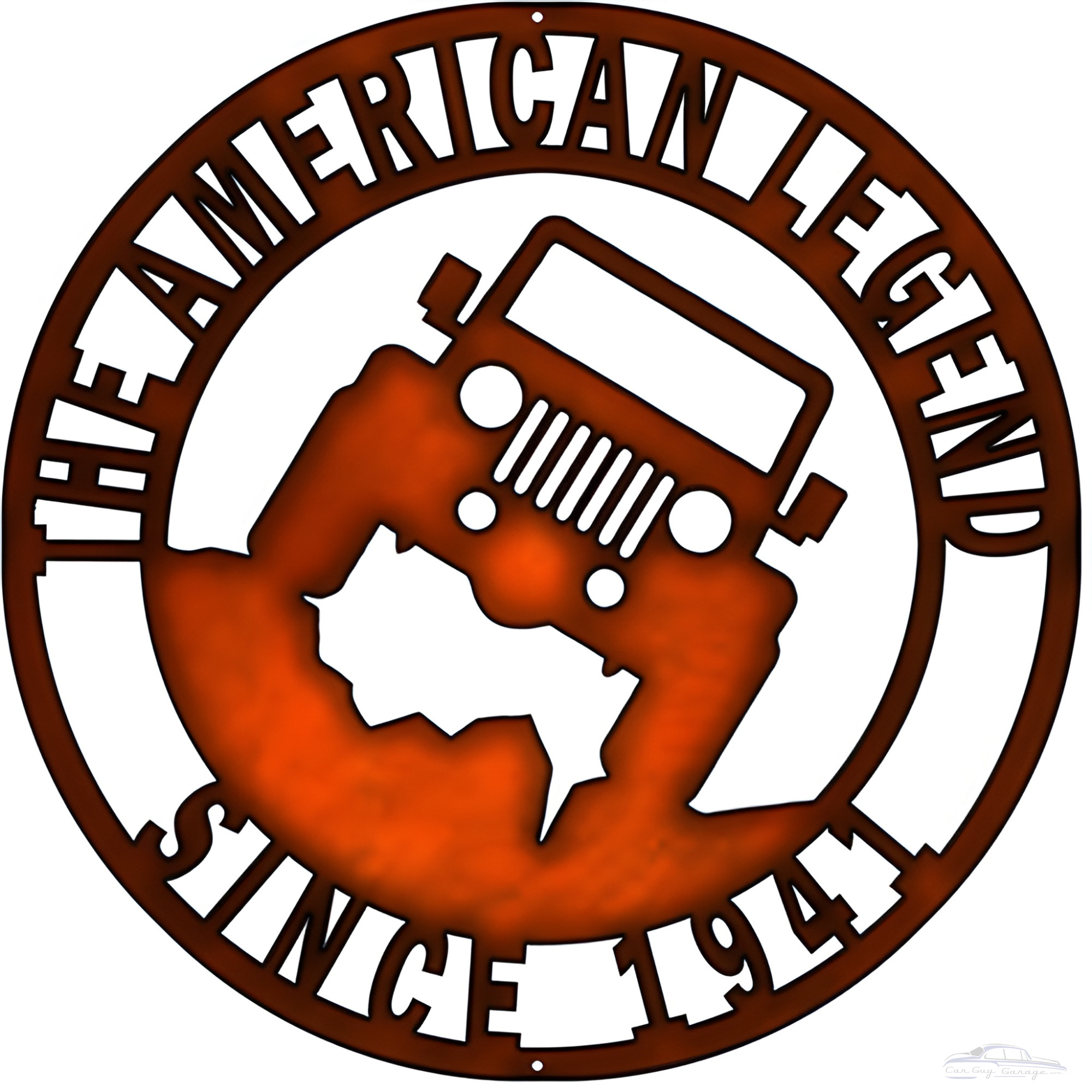 Jeep Laser Cut Out Faux Copper Finish Metal Sign - 14" x 14"
