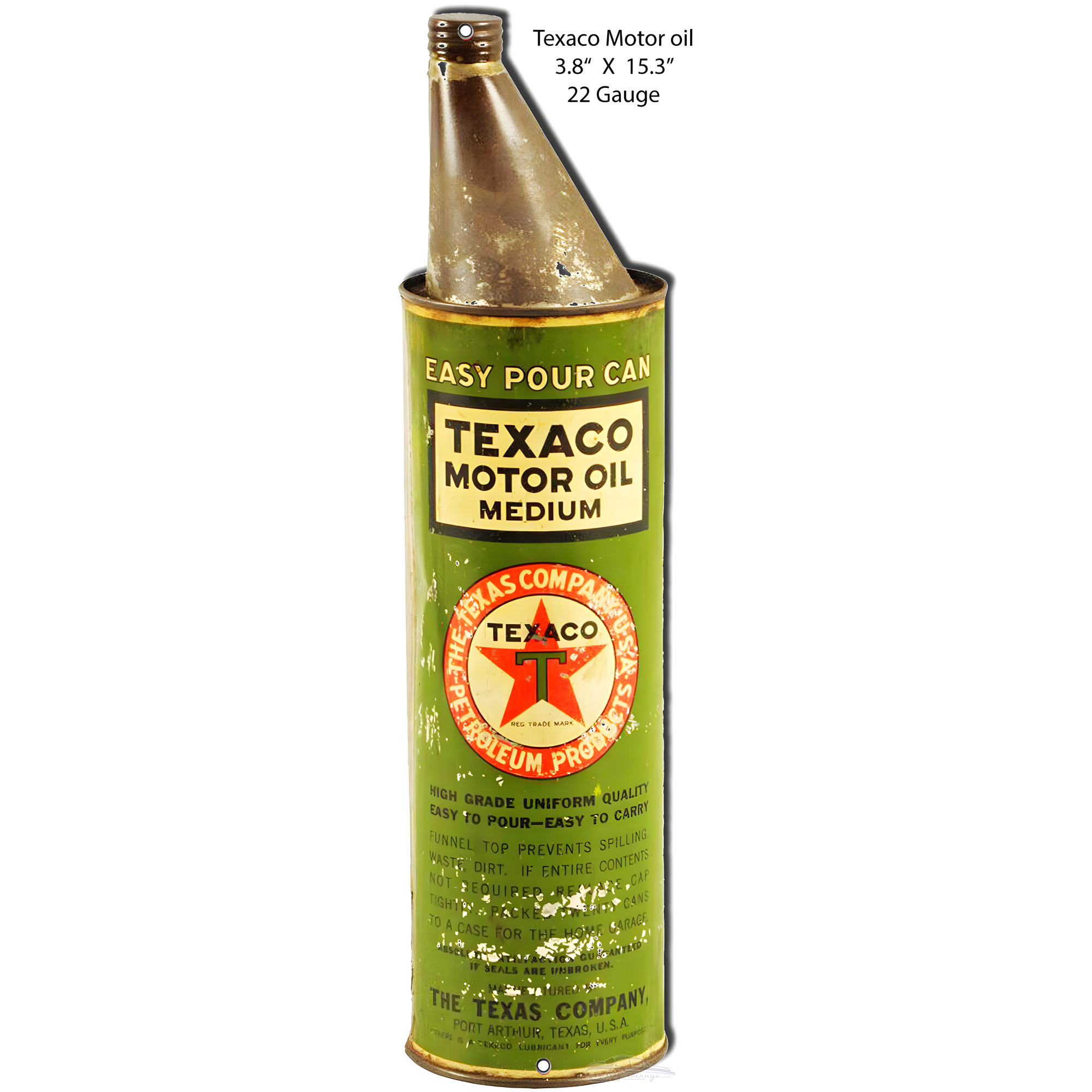 Texaco Motor Oil Reproduction Metal Sign - 3.8" x 15.3"