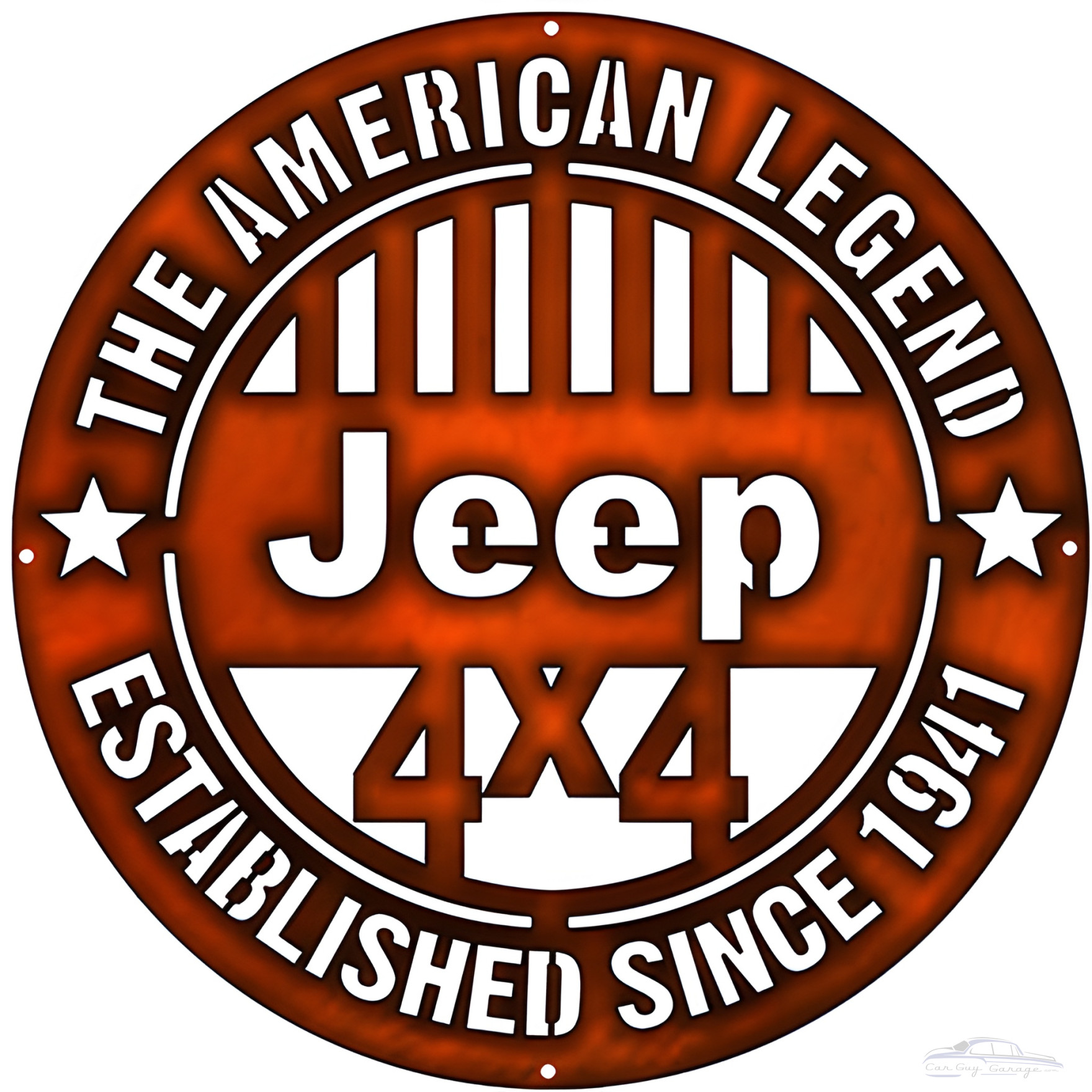 Jeep 4x4 Legend Laser Cut Out Garage Shop Metal Sign - 18" x 18"