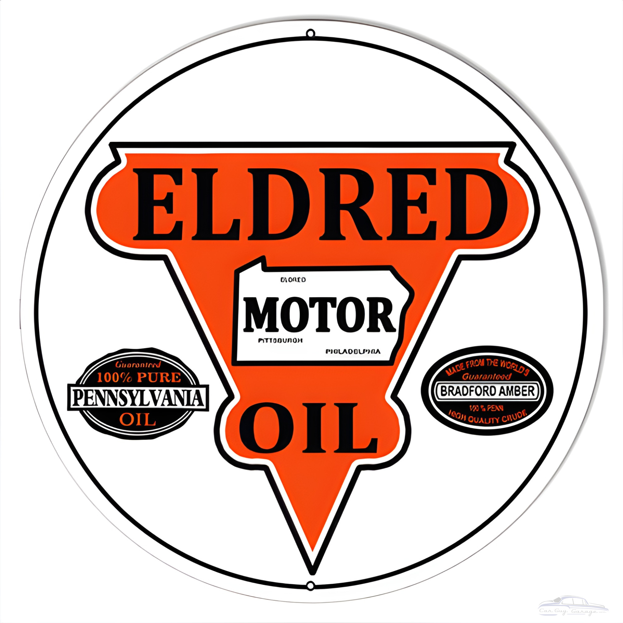 Eldred Motor Oil Reproduction Gas Station Metal Sign - 30" Round
