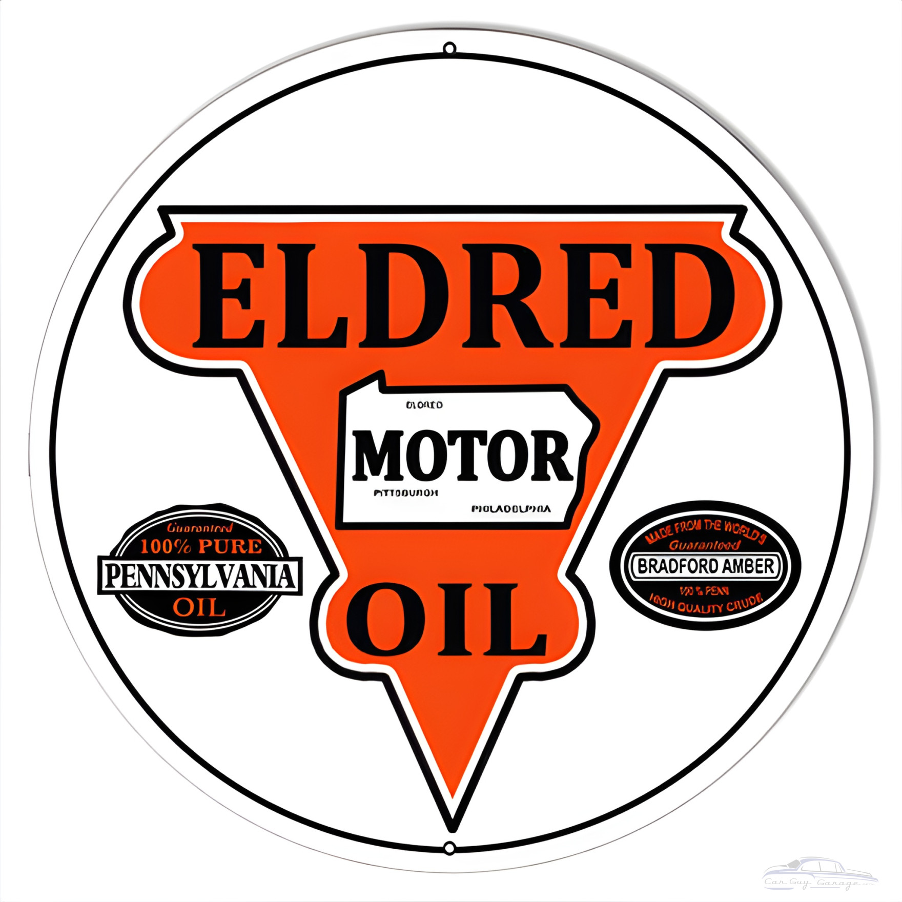 Eldred Motor Oil Reproduction Gas Station Metal Sign - 18" Round