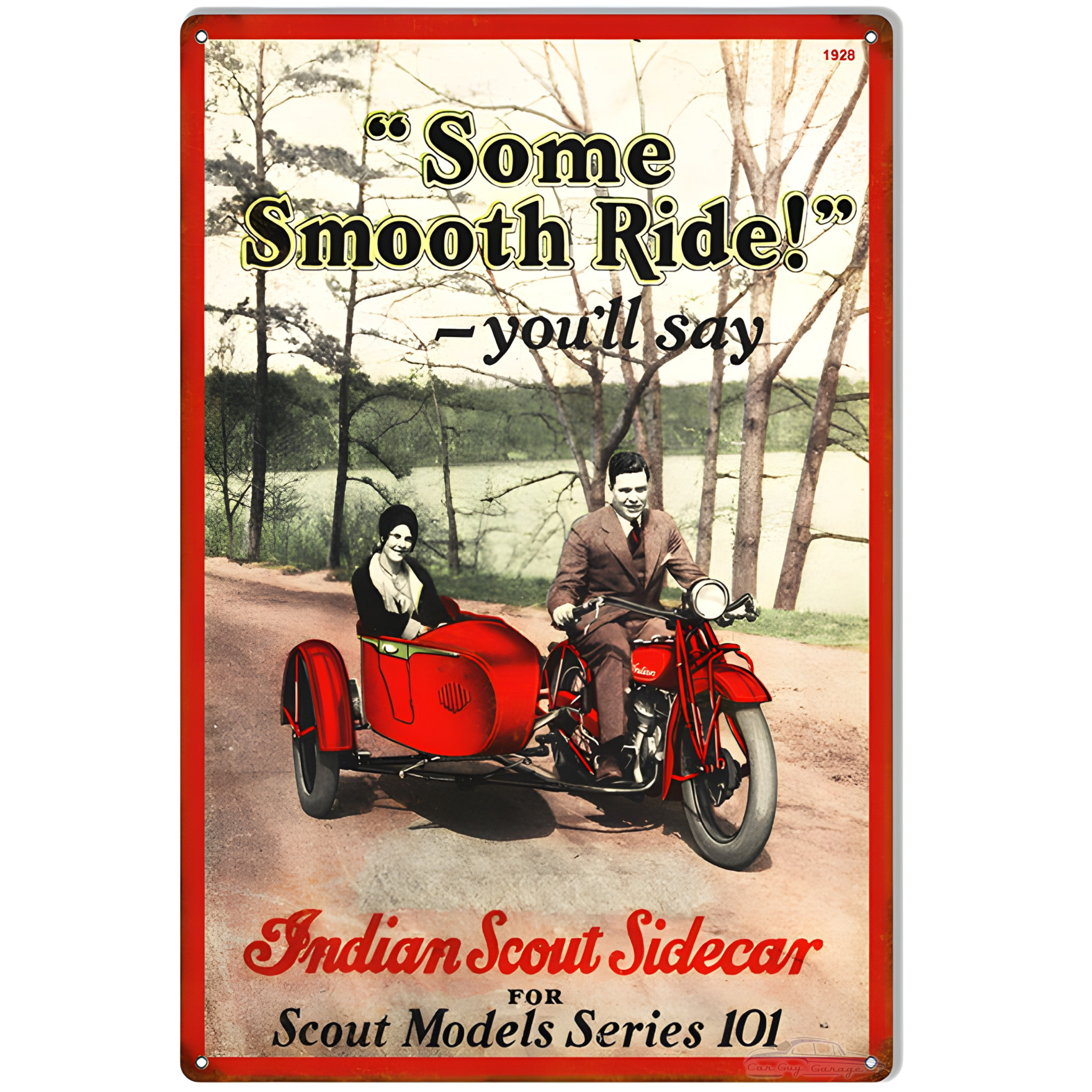 Indian Motorcycle Indian Scout Side Car Metal Sign - 12" x 18"