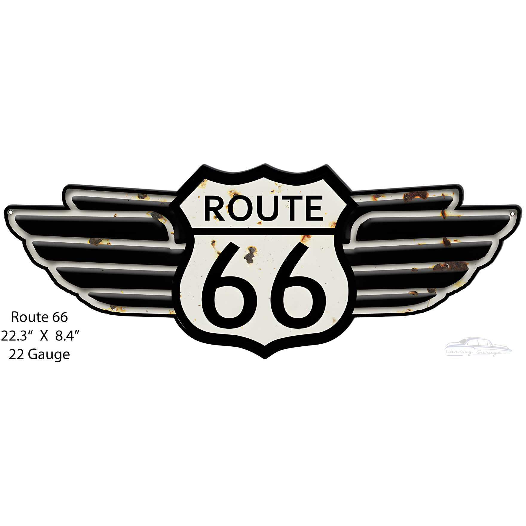 Route 66 Wings Metal Sign - 8.4" x 22.3"