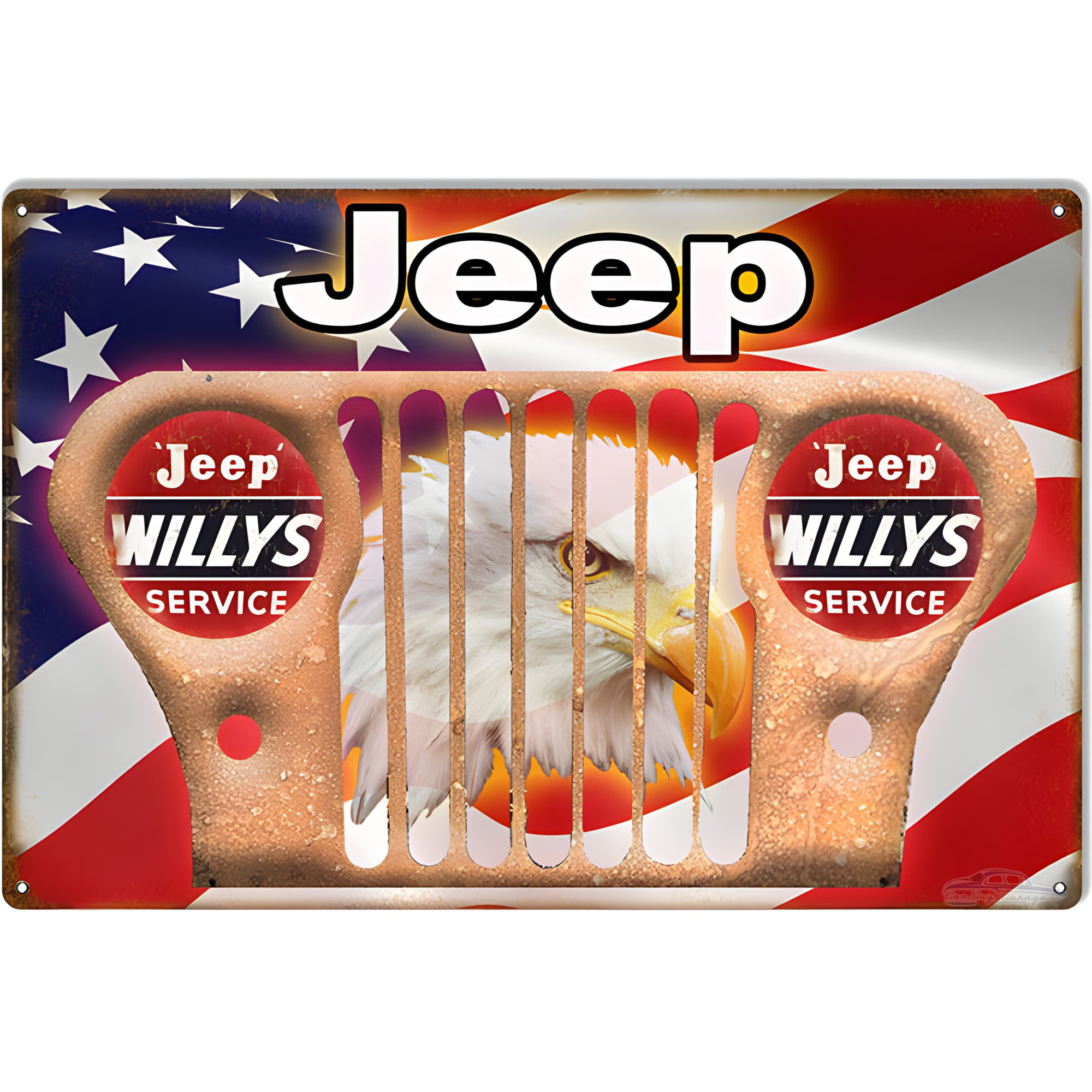 Jeep Willys Service Reproduction Garage Shop Metal Sign - 12" x 18"