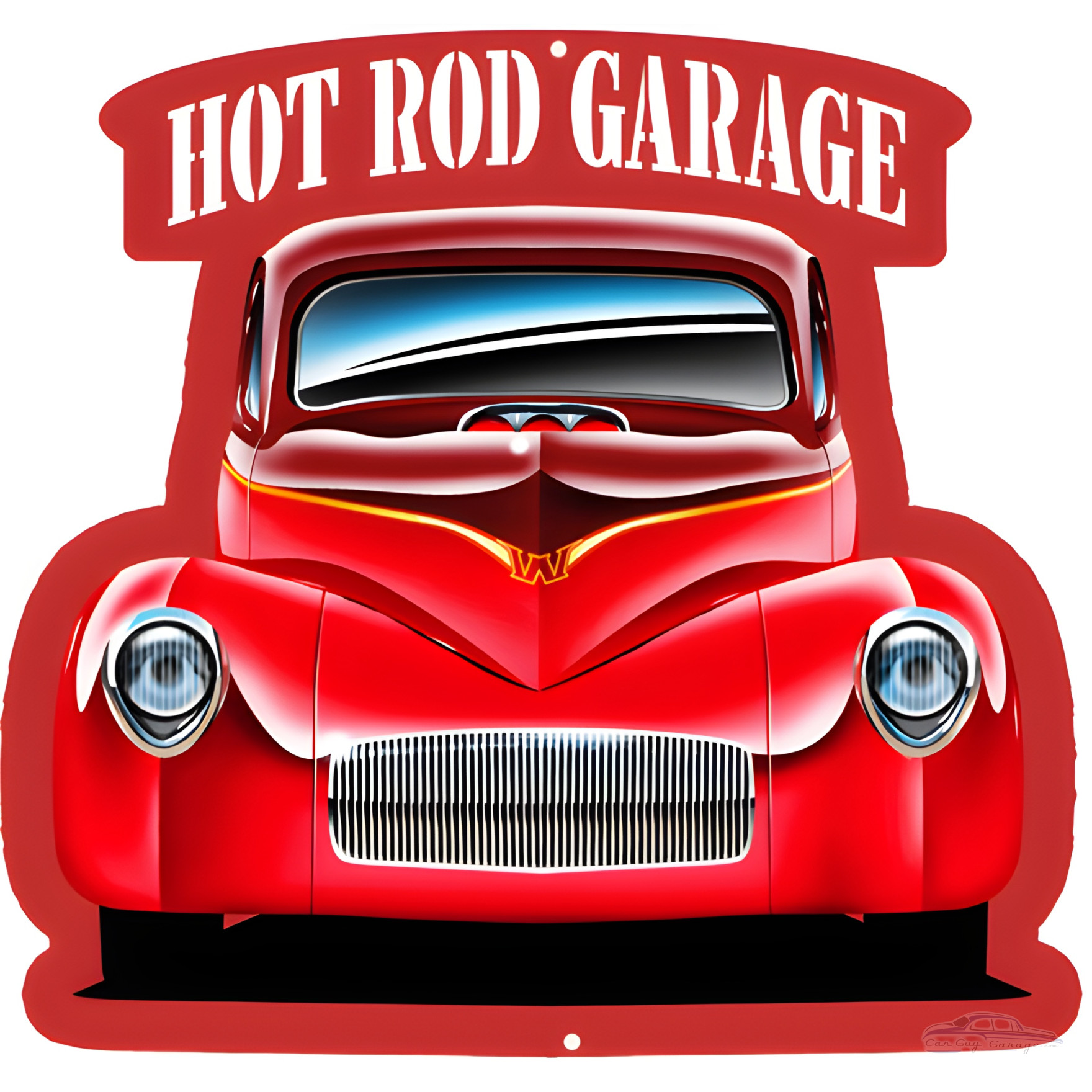 Hot Rod Front End 3D Effect Garage Art Metal Sign - 17" x 18"