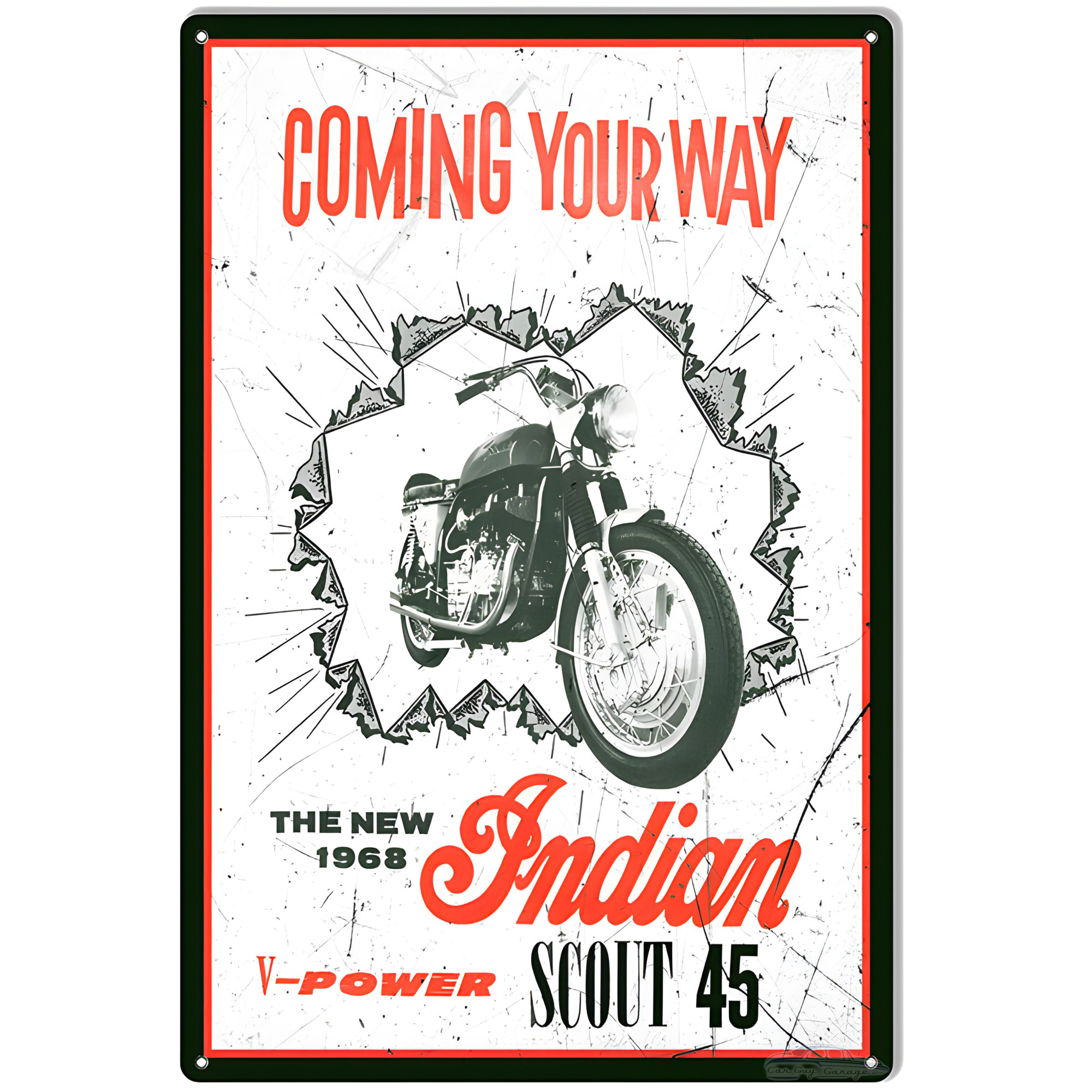 1968 Indian Scout 45 Motorcycle Metal Sign - 16" x 24"