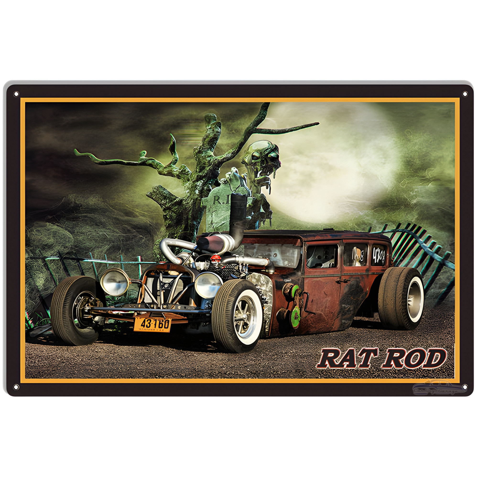 Classic Rat Rod Metal Sign - 12" x 18"