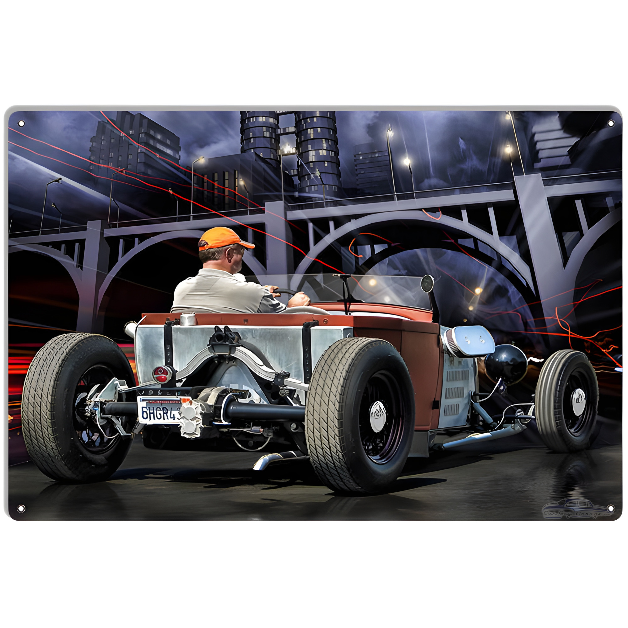 Dragster Taking A Highway Cruise Metal Sign - 12" x 18"