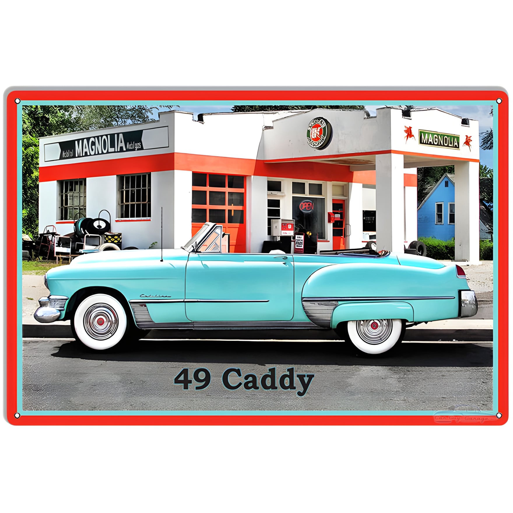 1949 Classic Cadillac Parked For Service Metal Sign - 12" x 18"