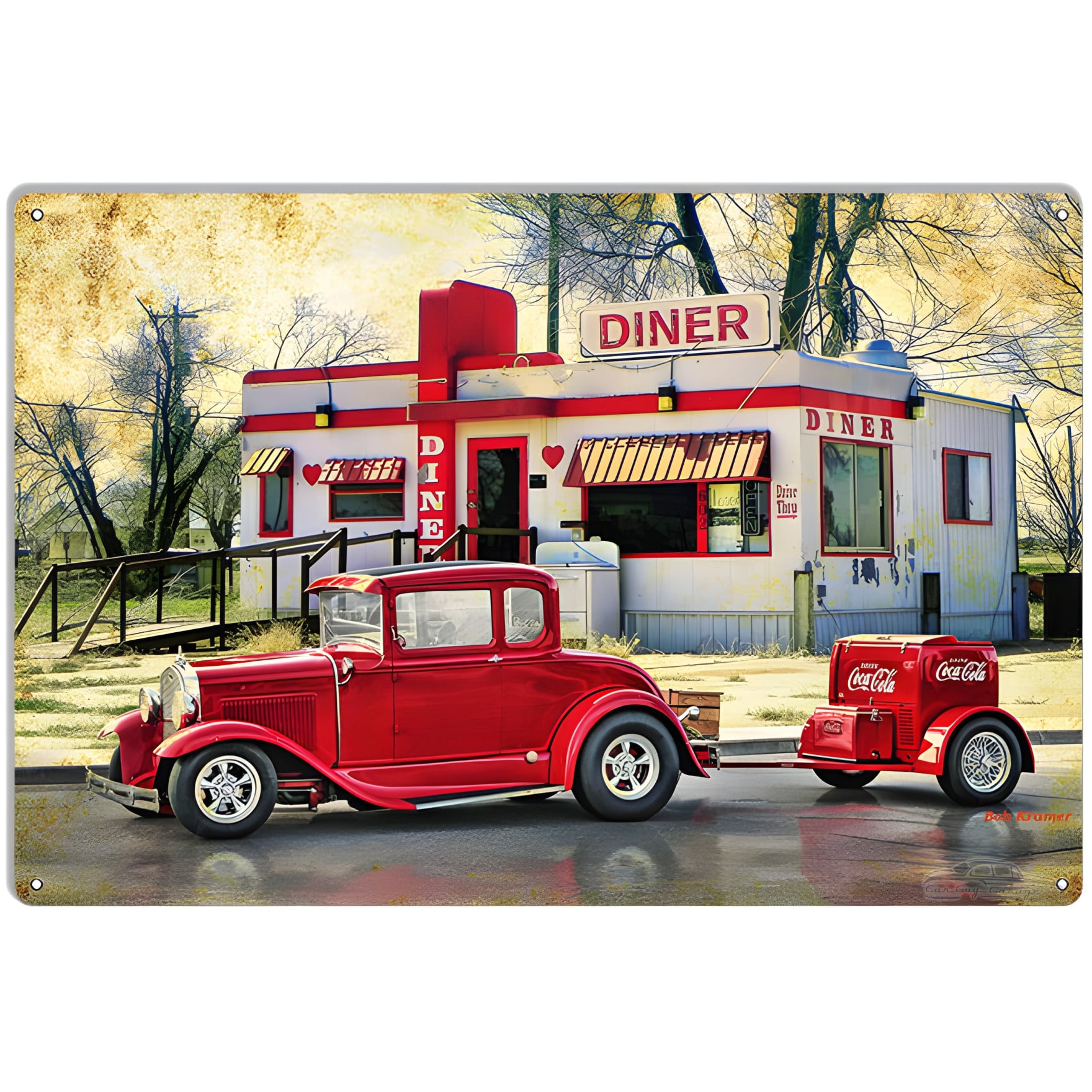 Classic Hot Rod Metal Sign - 12" x 18"