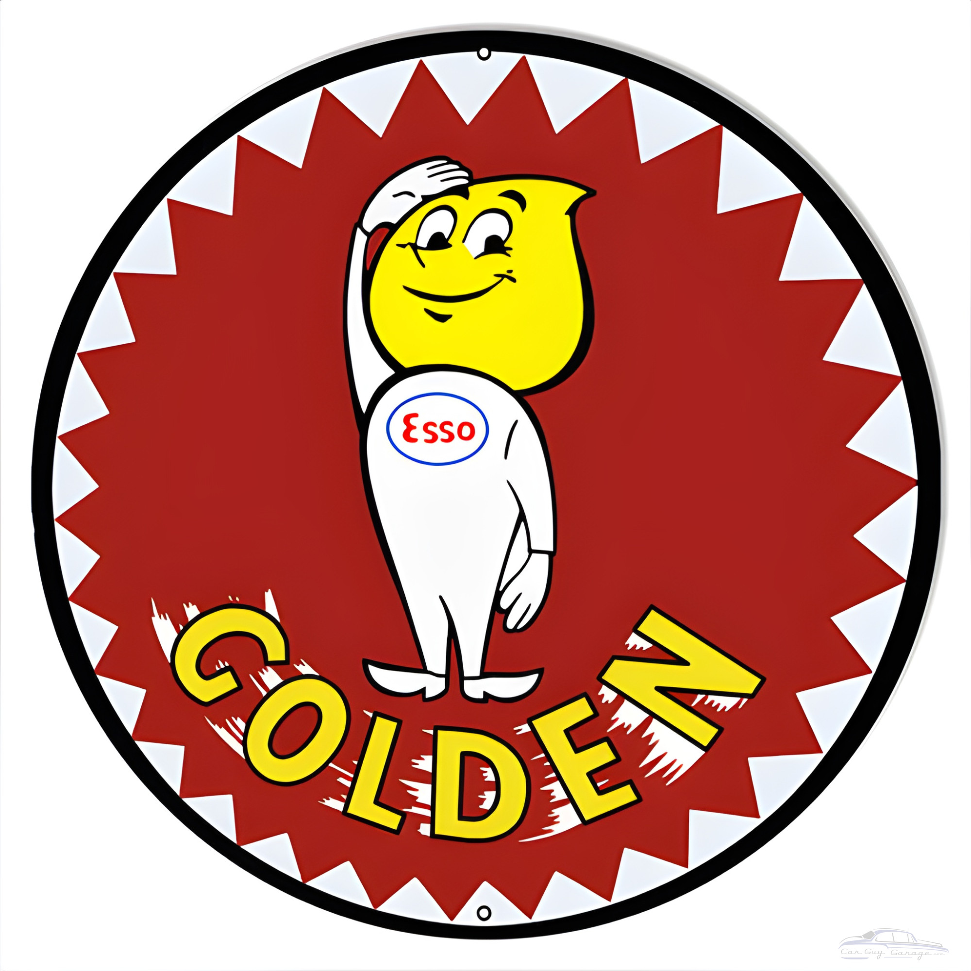 Esso Golden Gasoline Metal Sign - 15" Round