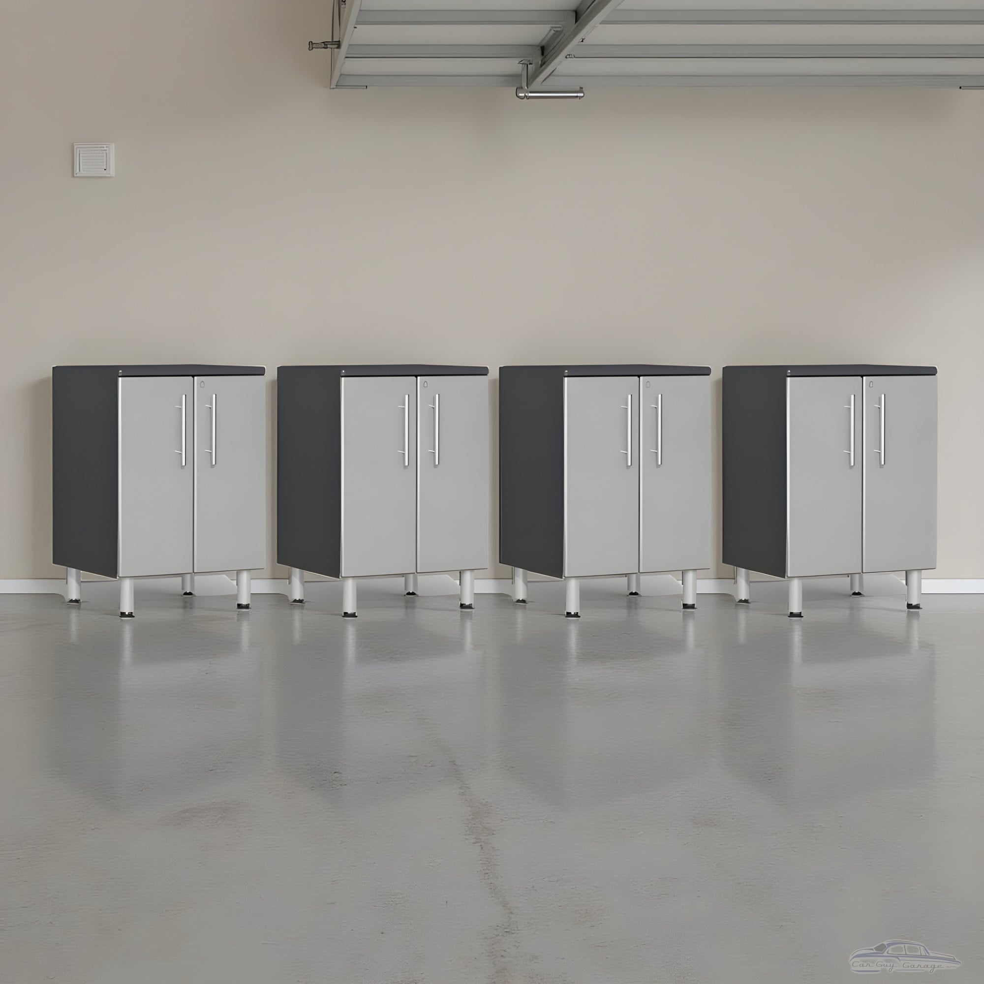 Silver Modular 4-Piece 24x21 Locking 2-Door Base Garage Cabinets